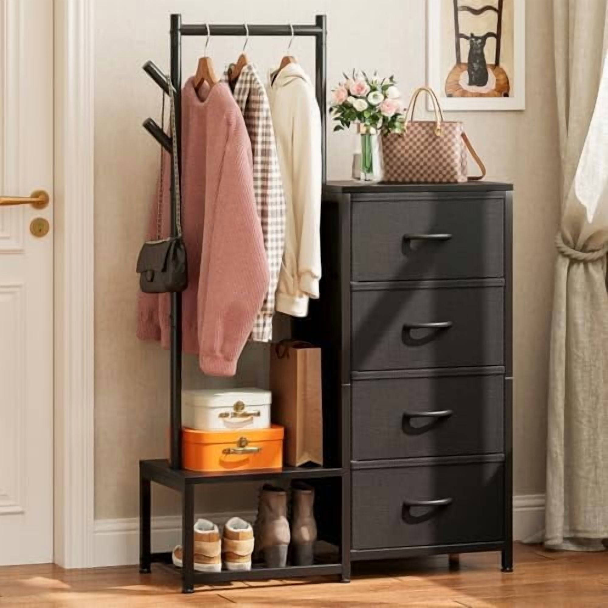 Small Dresser for Bedroom with Clothes Hanging Rack, Reversible Bedroom ...