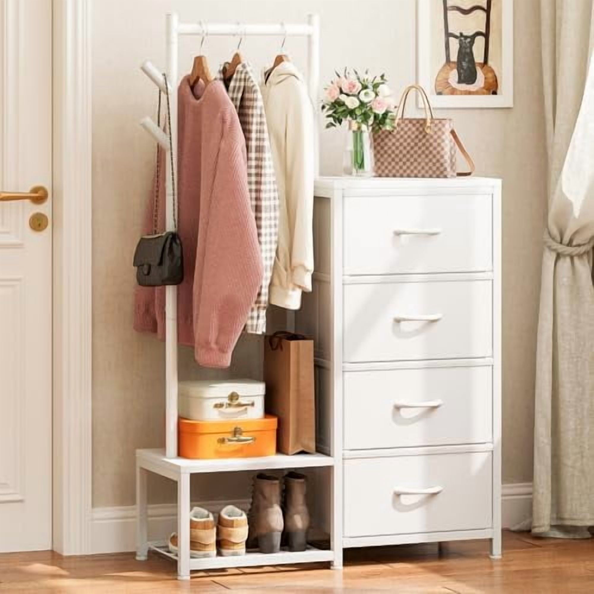 Small Dresser for Bedroom with Clothes Hanging Rack, Reversible Bedroom ...
