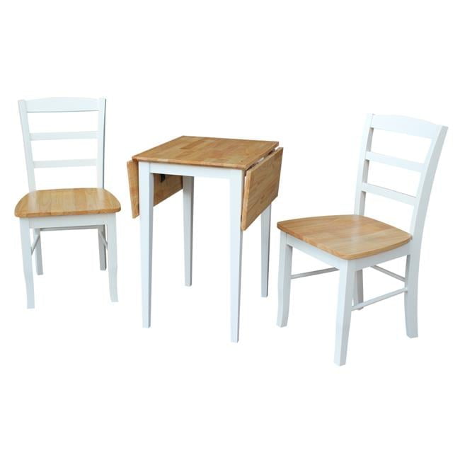 3-Piece Dining Set: Square Drop Leaf Table & 2 Madrid Chairs, White ...