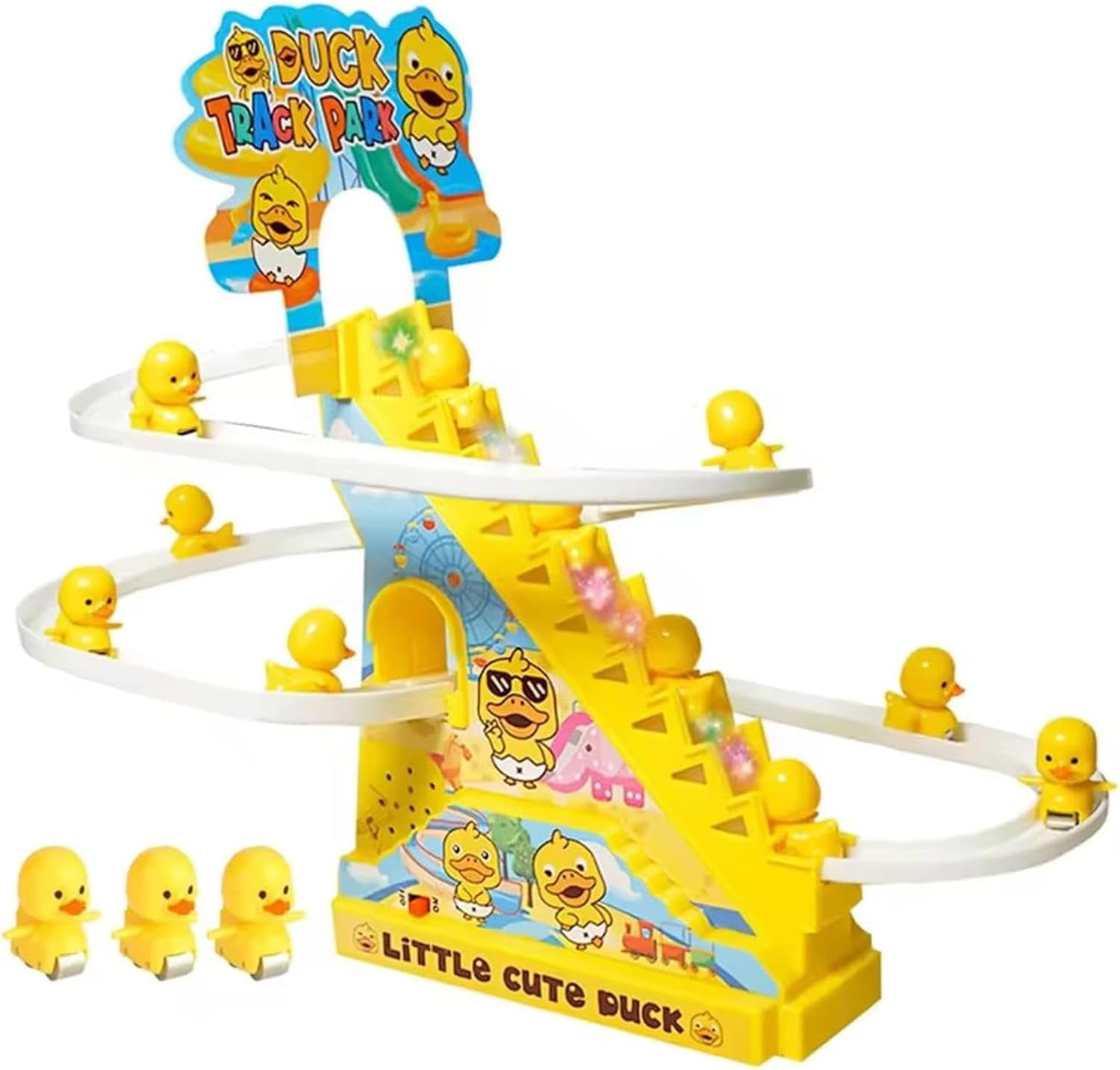 Small Ducks Climbing Toy Set, Electric Duck Climbing Stairs Tracks ...