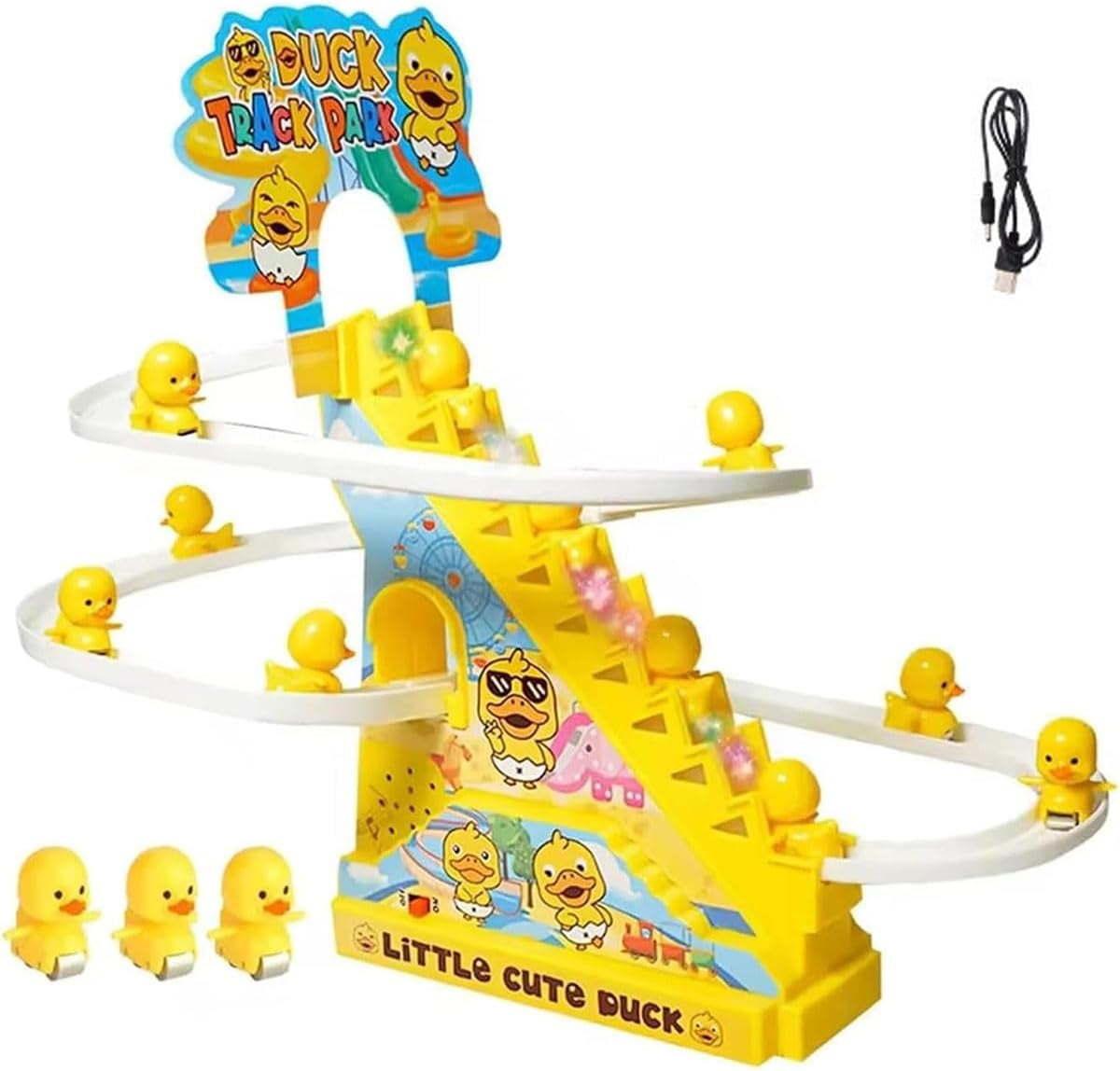 Small Ducks Climbing Toys, Electric Duck Climbing Stairs Cartoon Tracks ...