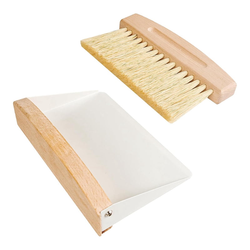 Small Dust Pan and Brush Set, Mini Hand Broom and Dustpan Set, Wooden ...