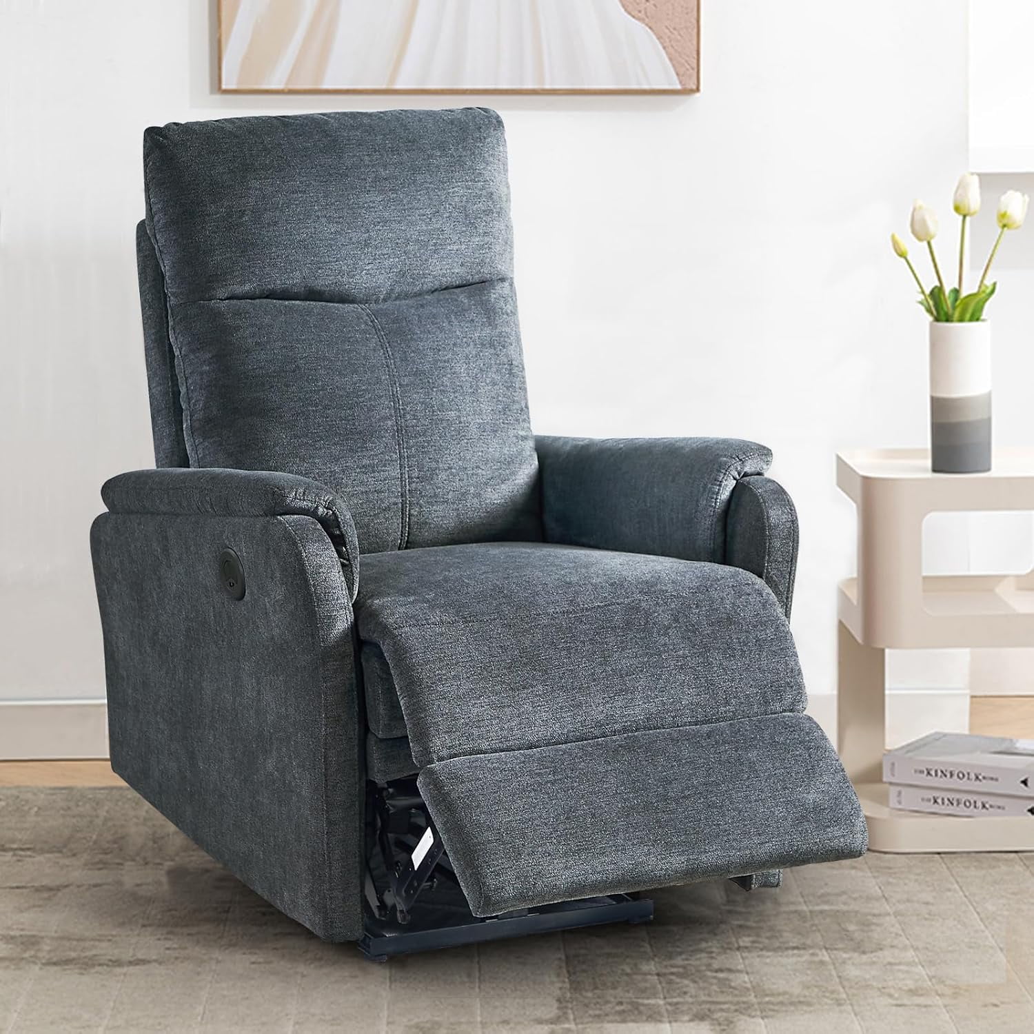 Small Electric Power Recliner, Breathable Fabric Reclining Chair, USB ...