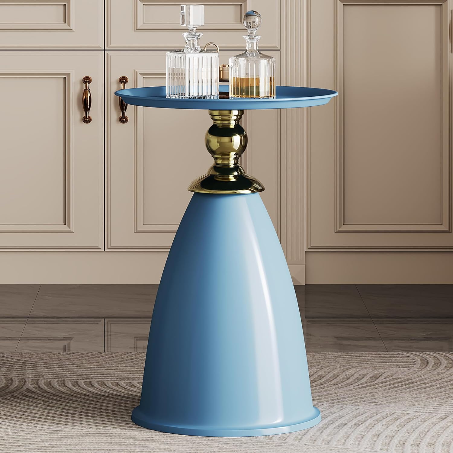 Small End Table 14.96" Round Metal Side Table Modern Metal Pedestal ...