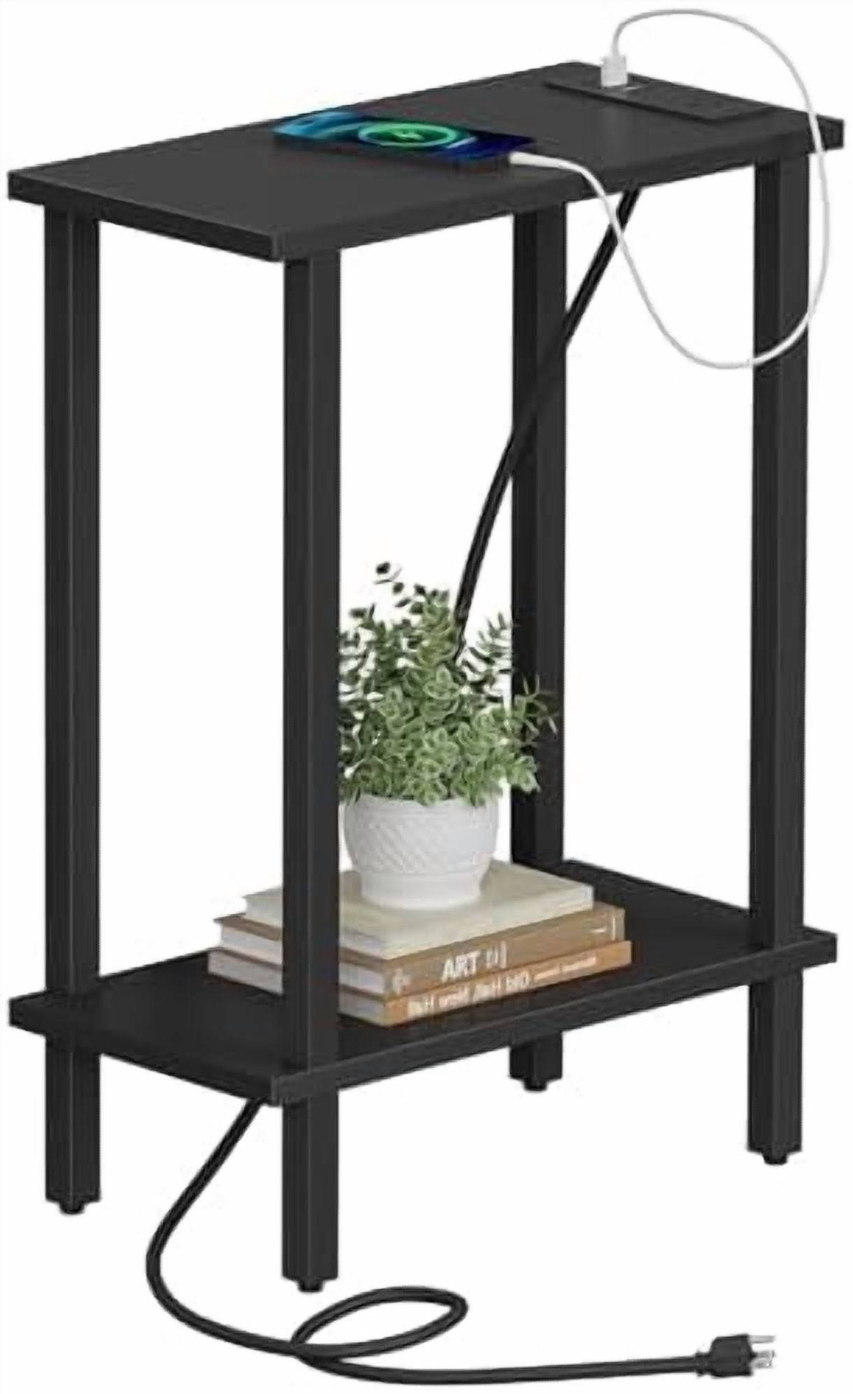 Small End Table with Charging Station, Narrow Side Table with USB Ports ...