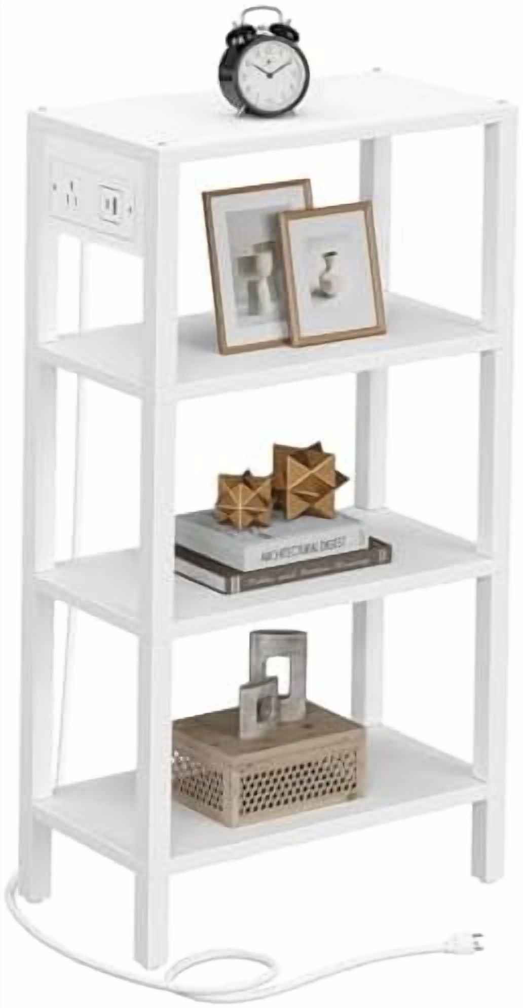 Small End Table with Charging Station, Narrow Side Table with USB Ports ...