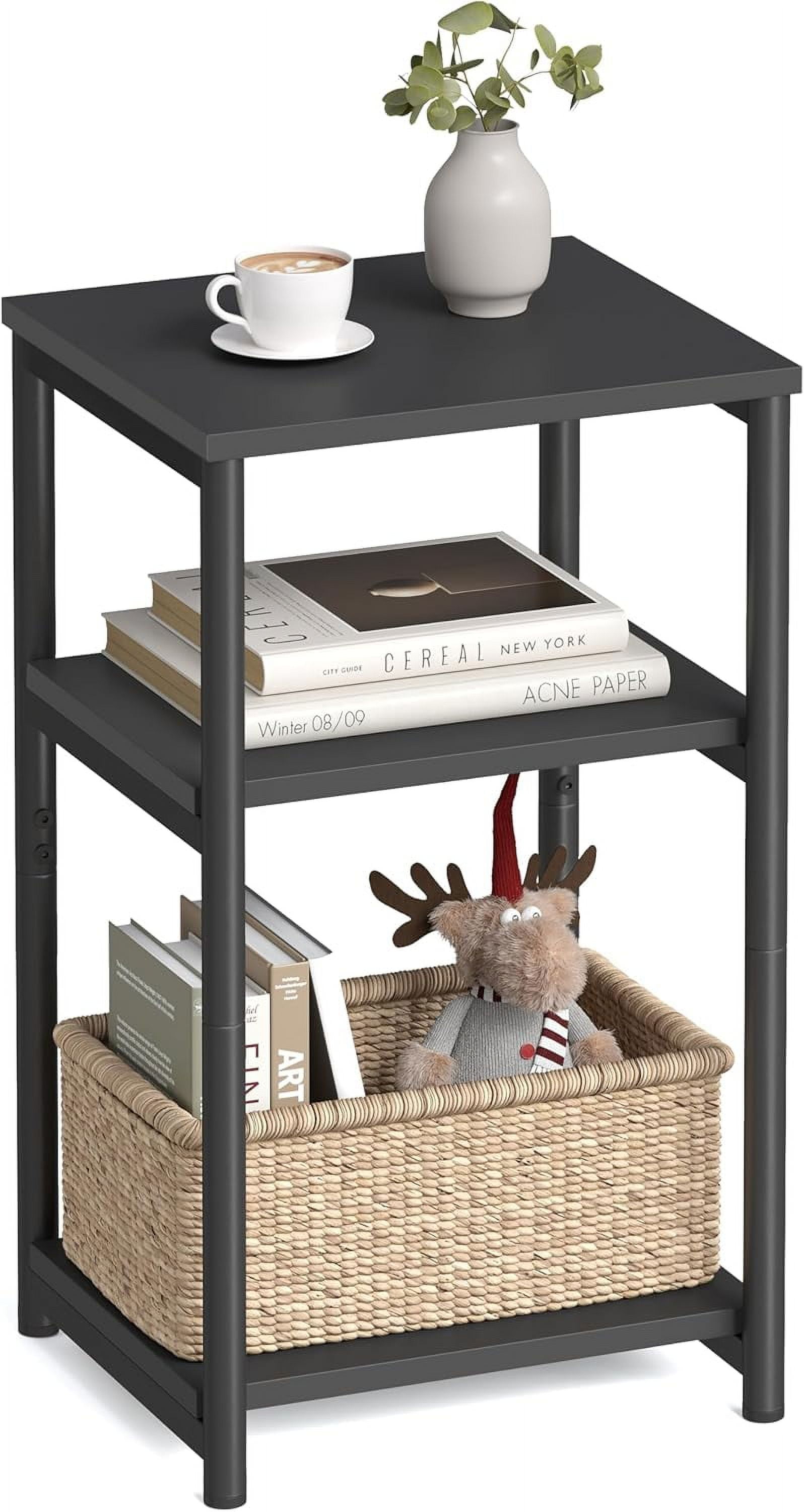 Small End Table, Tall Nightstand for Living Room, Bedroom, Office ...