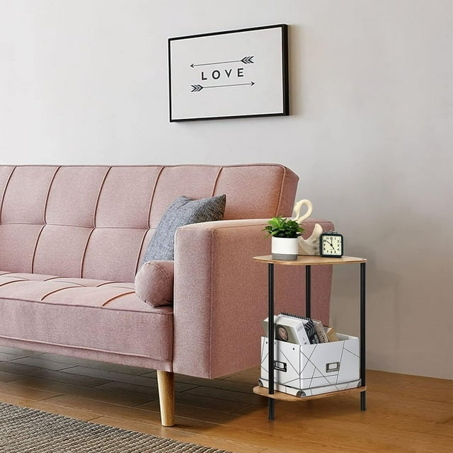 Small End Tables Living Room Set of 2 Trapezoid - Natural - Walmart.com