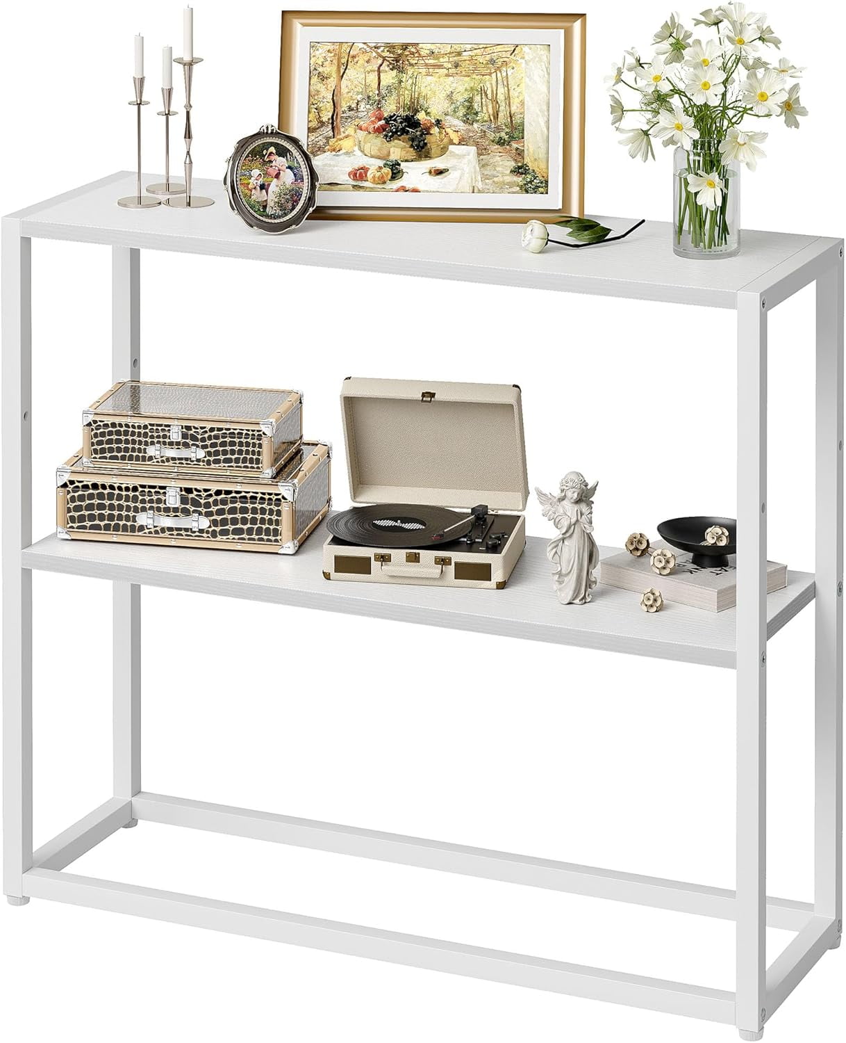 Small Entryway Table, 29.5" Narrow Console Table with Shelves, Sofa ...