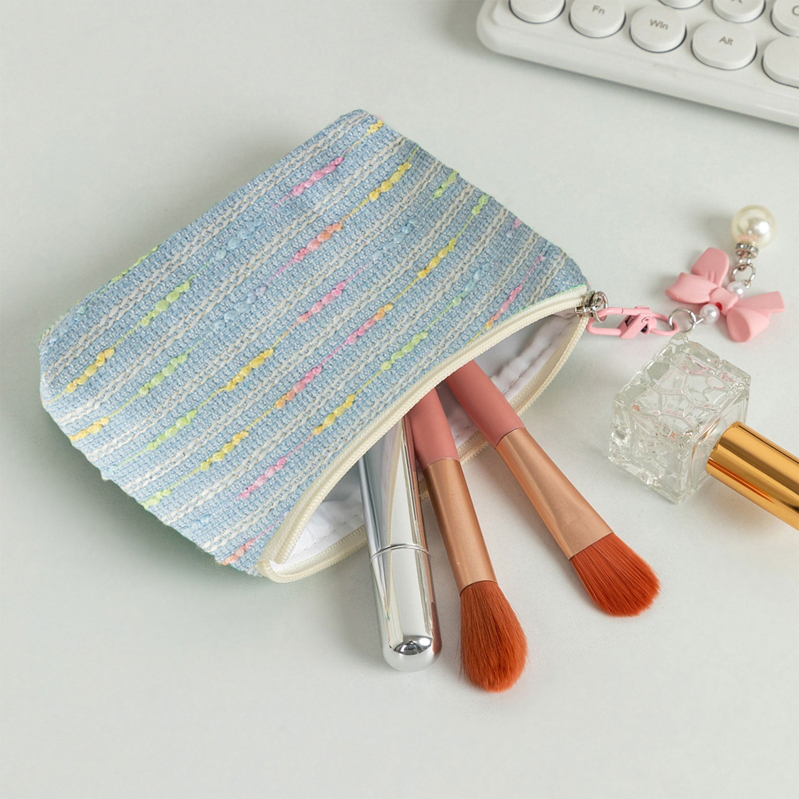 Small Fabric Cosmetic Pouch, Zipper Pouch Travel Cosmetic Bag, Coin ...