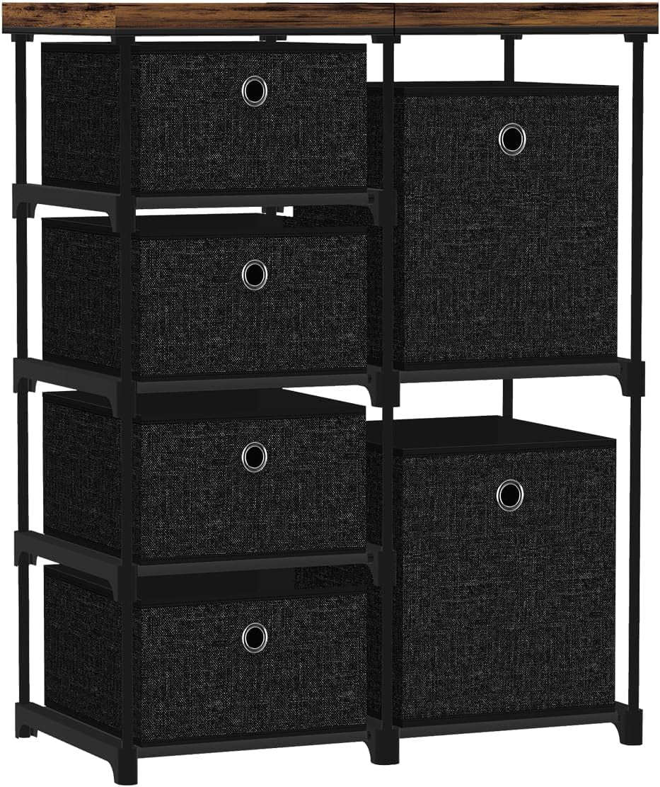 Small Fabric Dresser with 2-Tier Side Shelf, 4 Drawers Storage Drawer ...