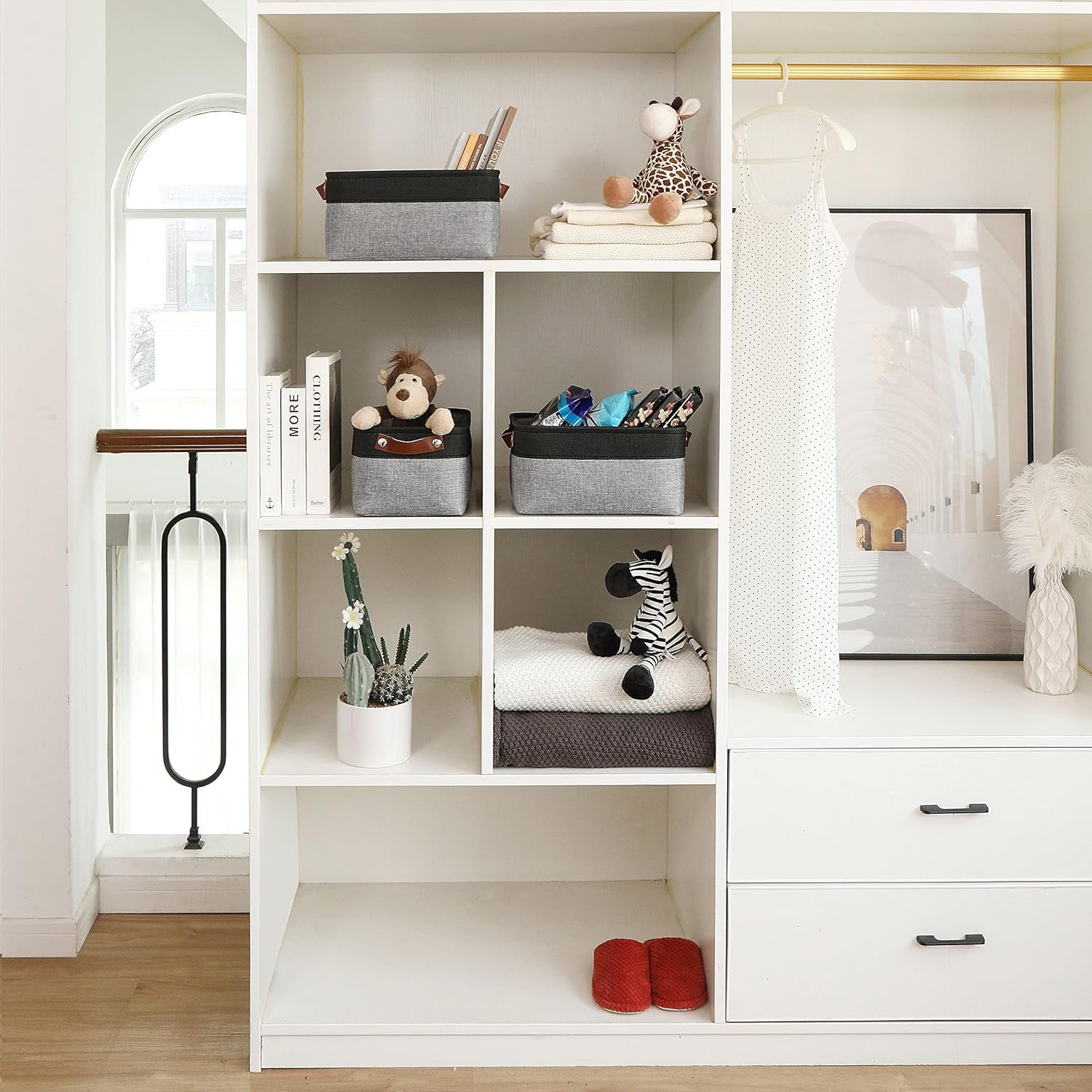 Small Fabric Storage Baskets for Shelves 3 Pack, 12x8in Closet Storage Bins for Shelves, Cloth ...