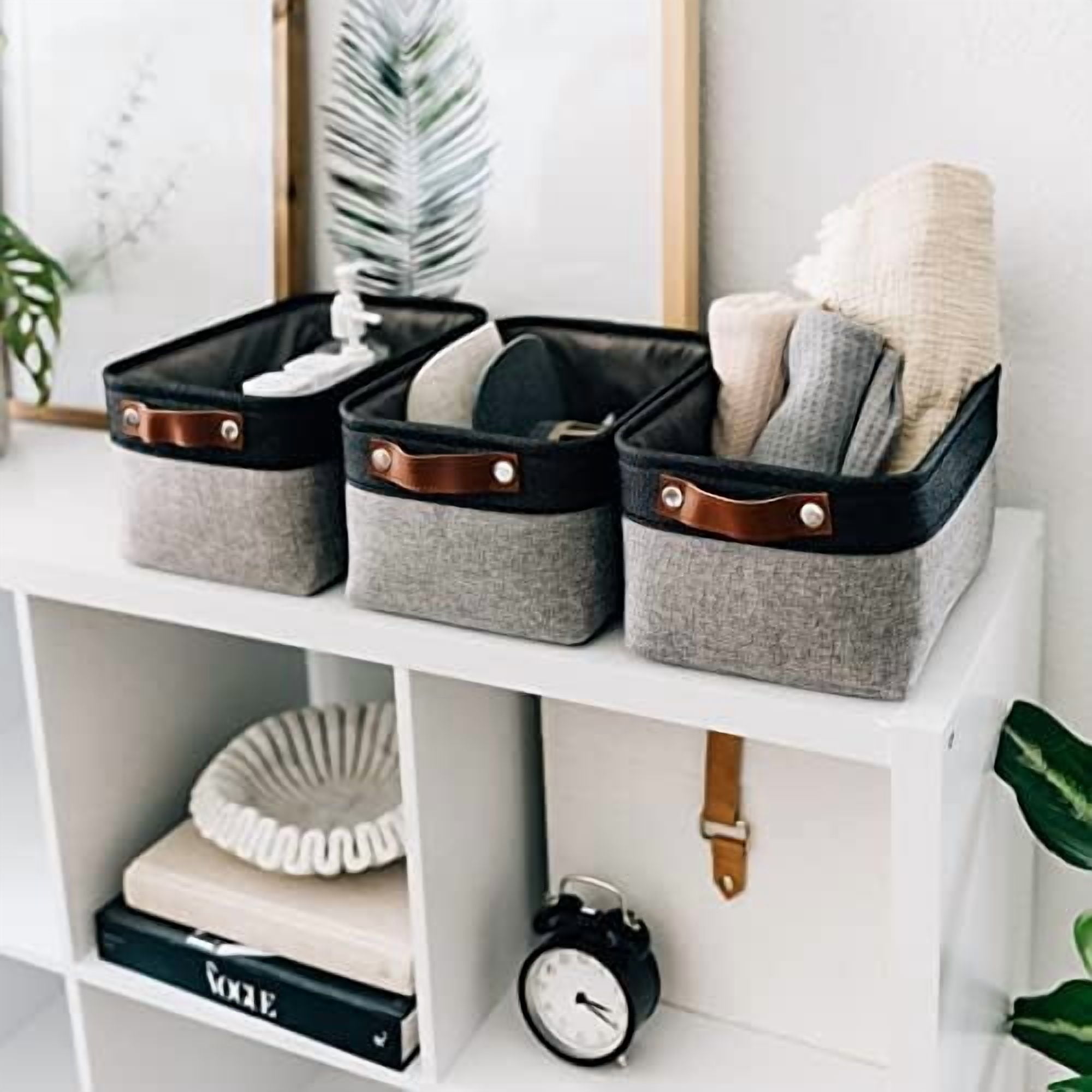 Small Fabric Storage Baskets for Shelves 6 Pack, 12x8in Closet Storage ...