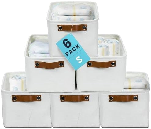 Small Fabric Storage Baskets for Shelves 6 Pack, 12x8in Closet Storage ...