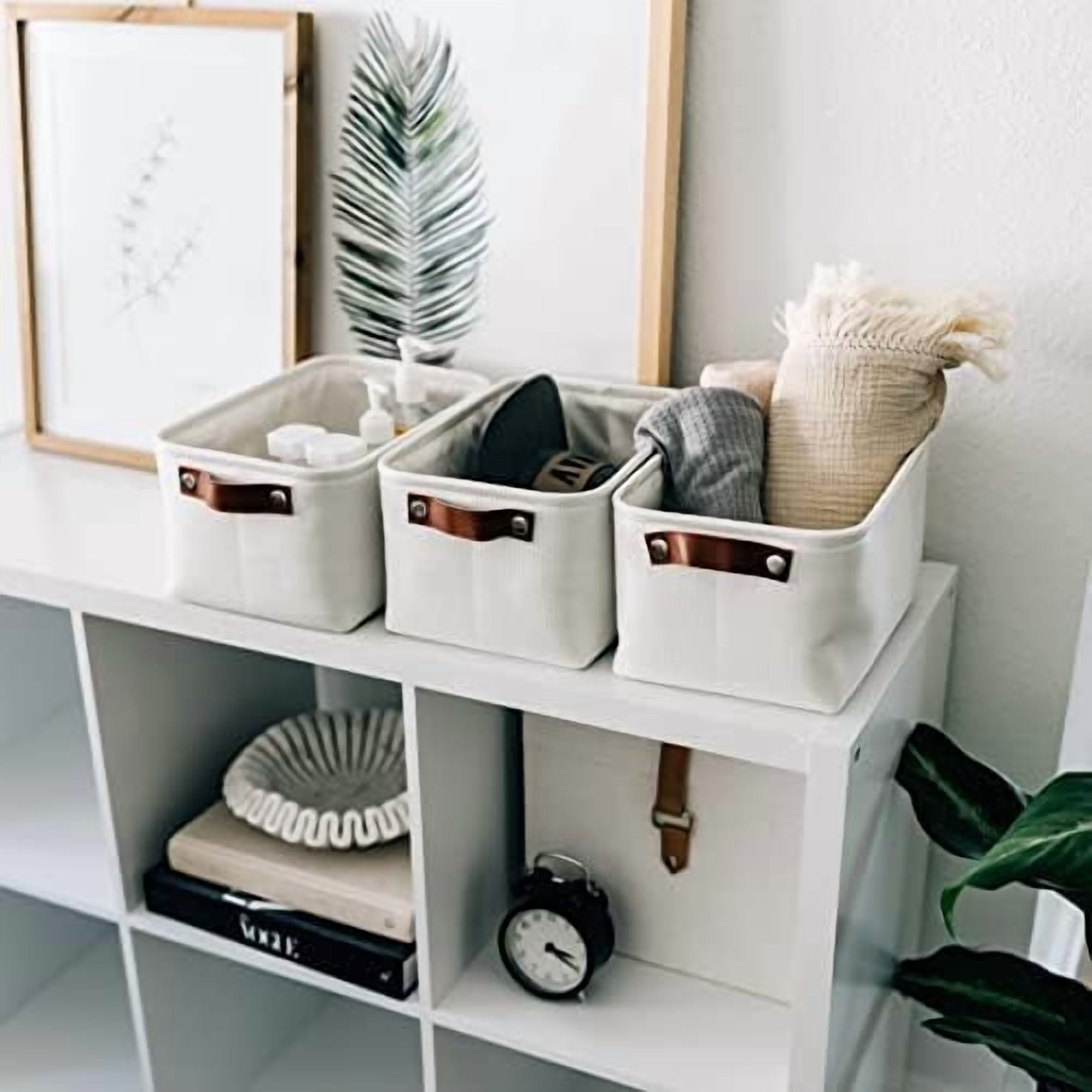 Small Fabric Storage Baskets for Shelves 6 Pack, 12x8in Closet Storage ...