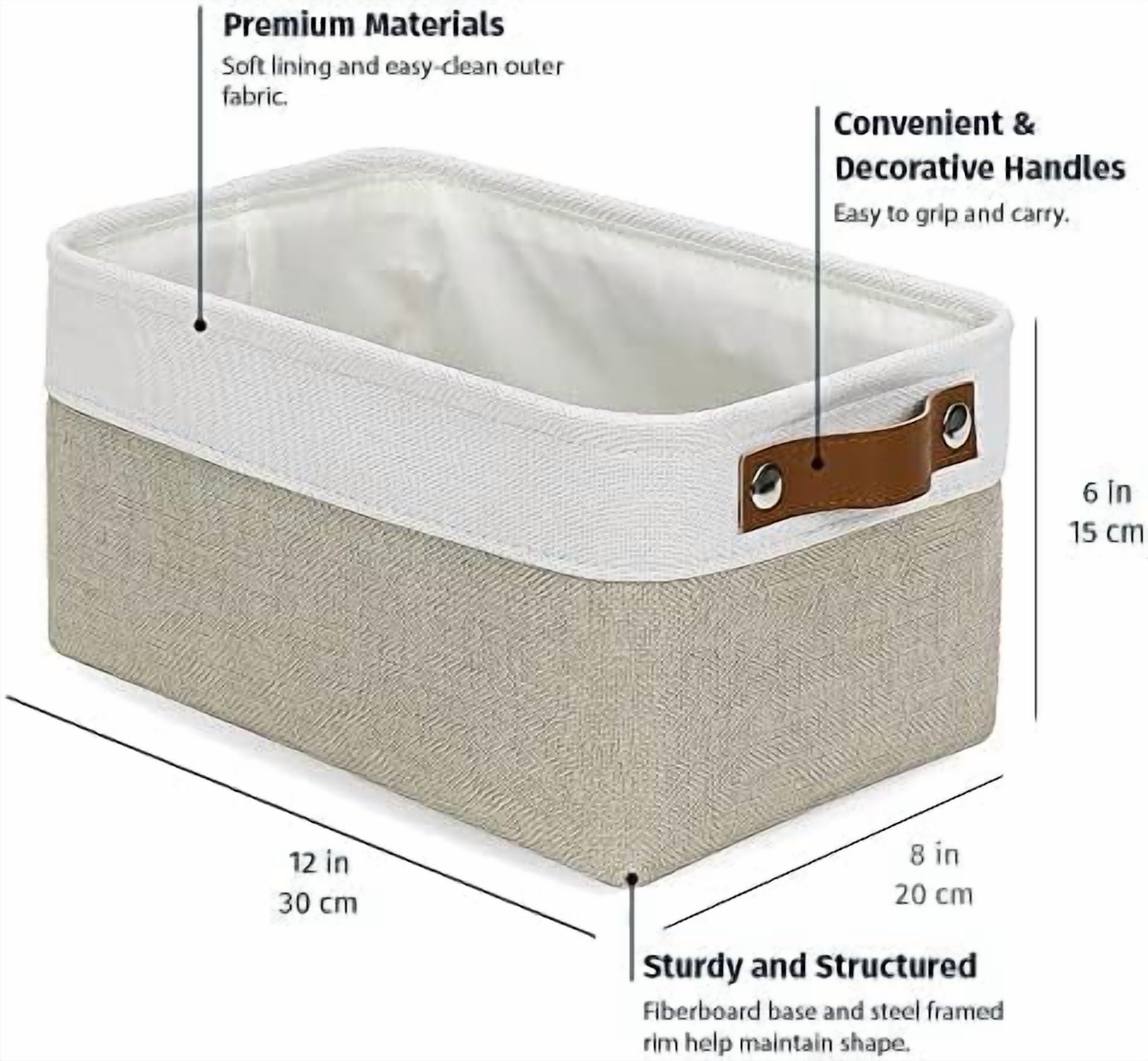 Small Fabric Storage Baskets for Shelves 6 Pack, 12x8in Closet Storage ...