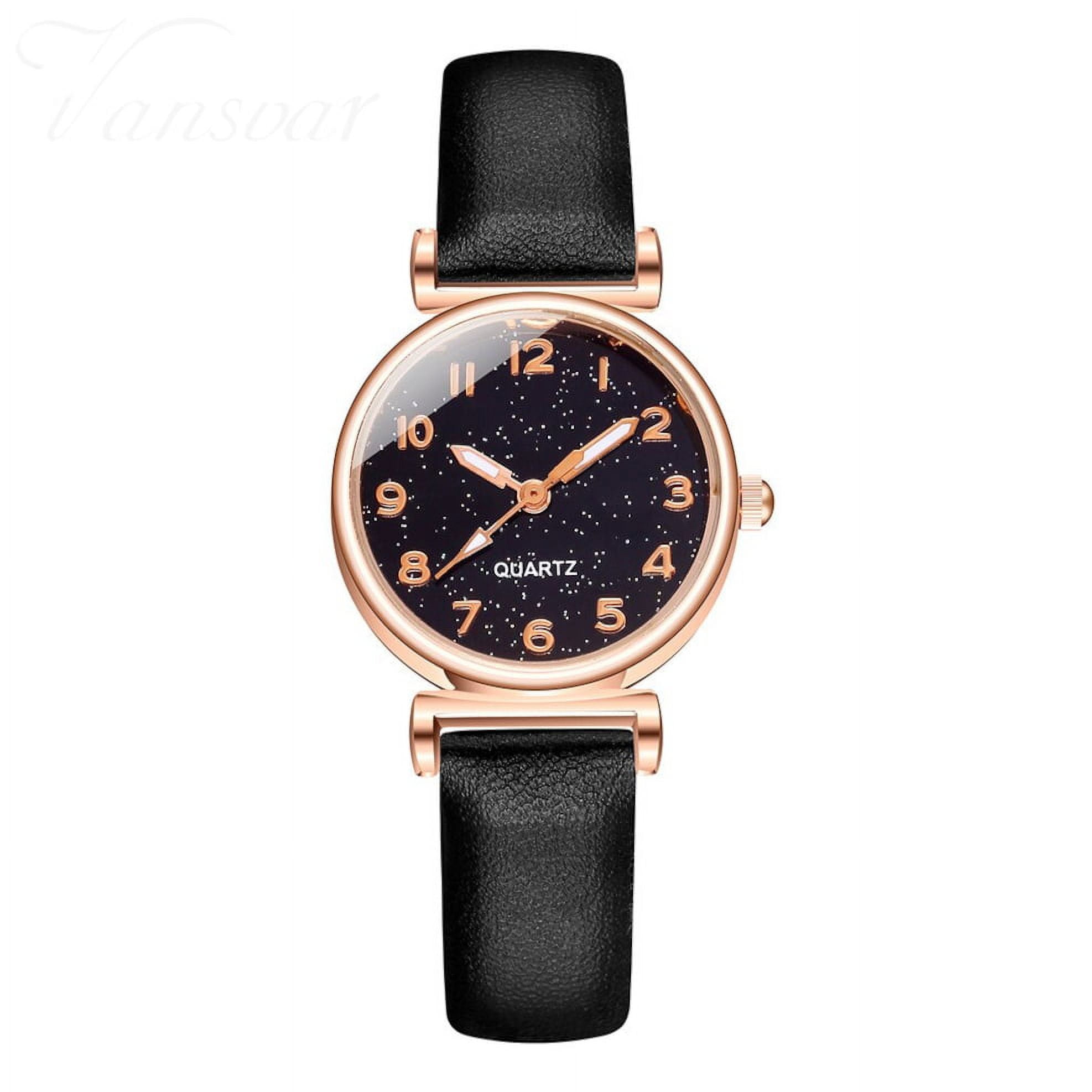 Small Face Woman Watch Glow in the Dark Hands Black Face Glitter ...