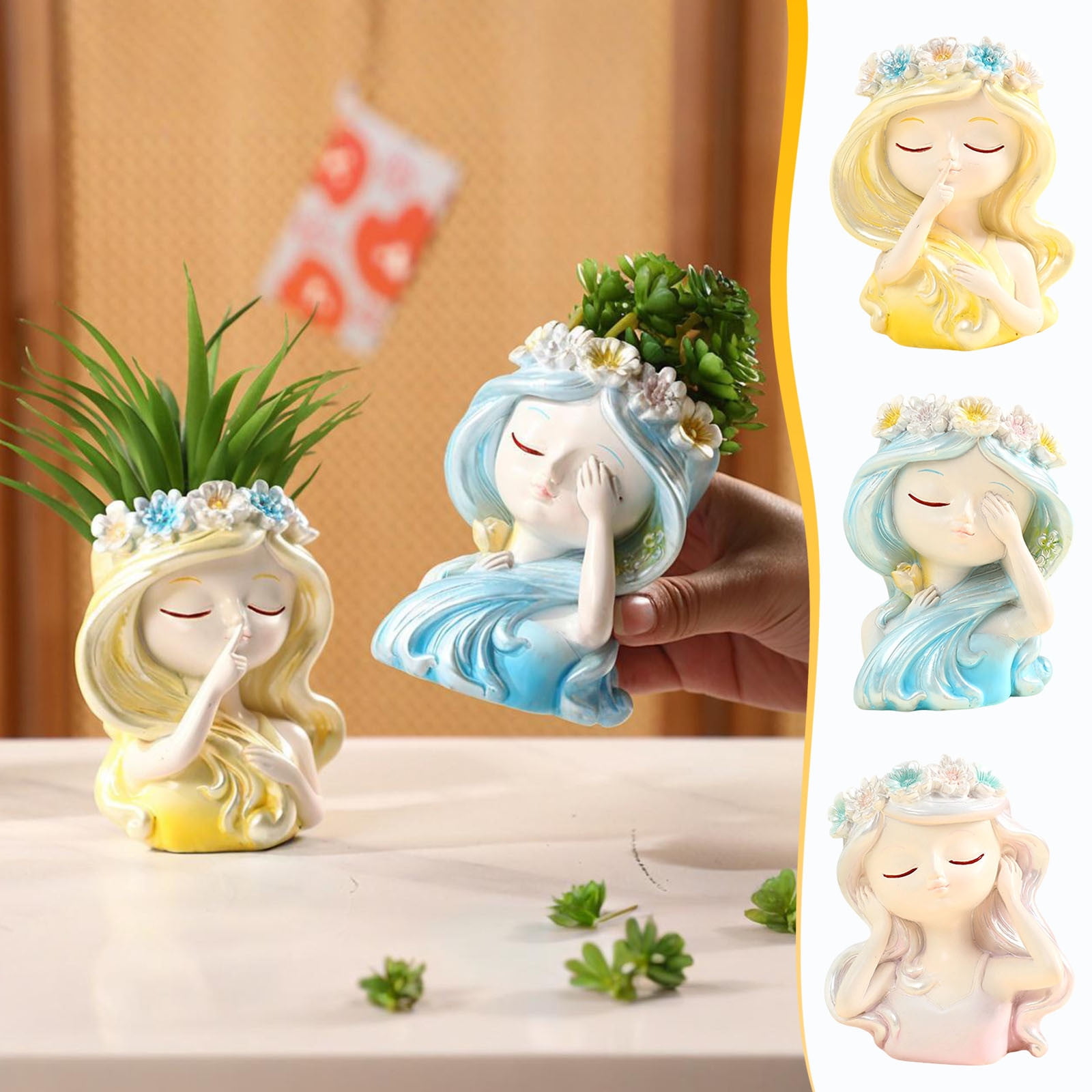 Small Fairy Head Planter Fairy Girl Pots Decorative Flower Pots Head ...