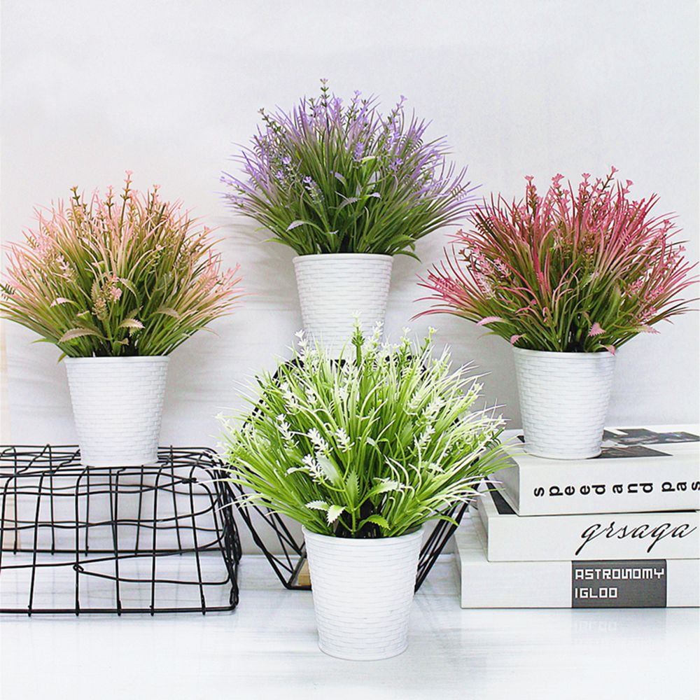 Small Fake Plants 4 Packs Artificial Faux Plants in Pots for Home ...