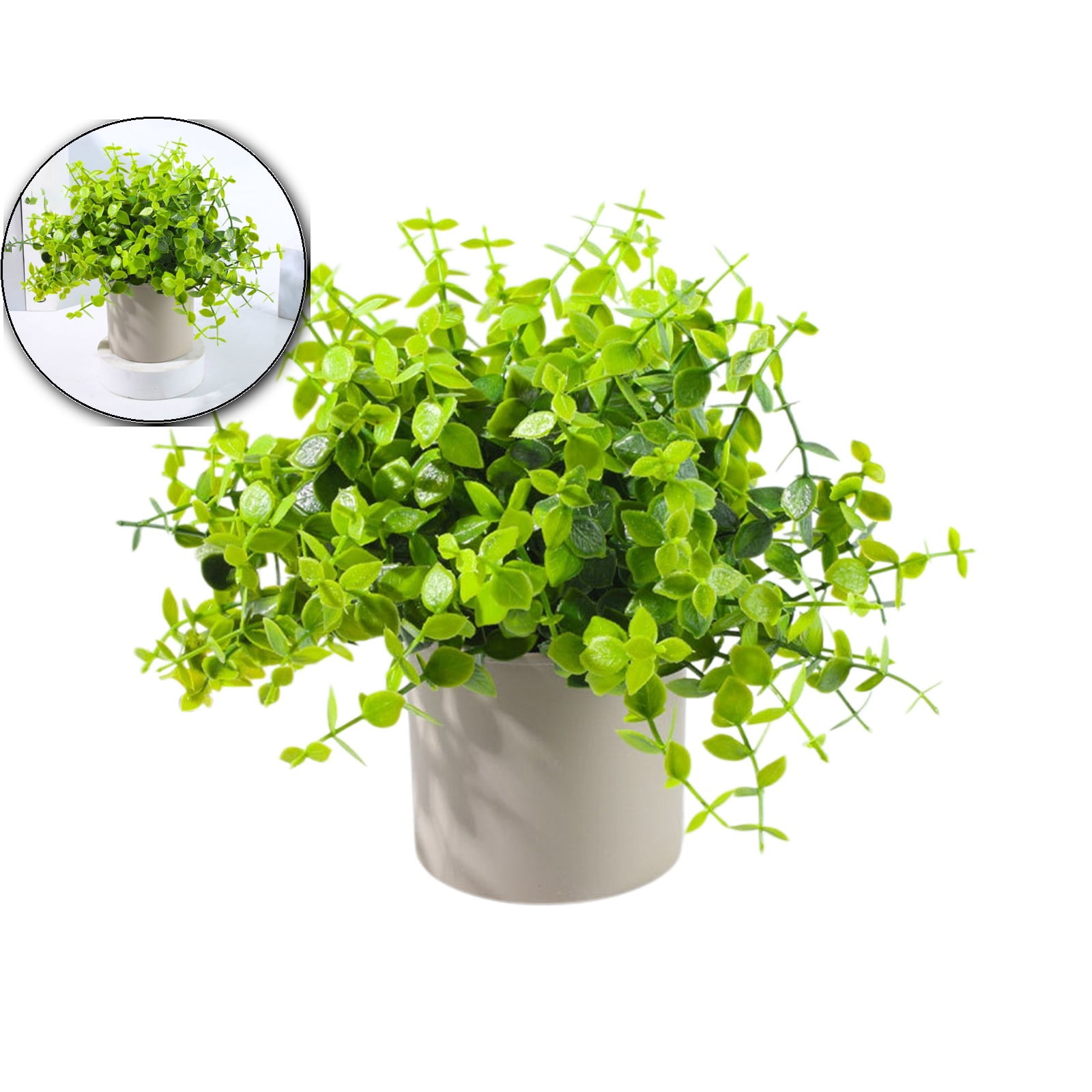 Small Fake Plants 7.45” Eucalyptus Potted Artificial Eucalyptus Plant ...