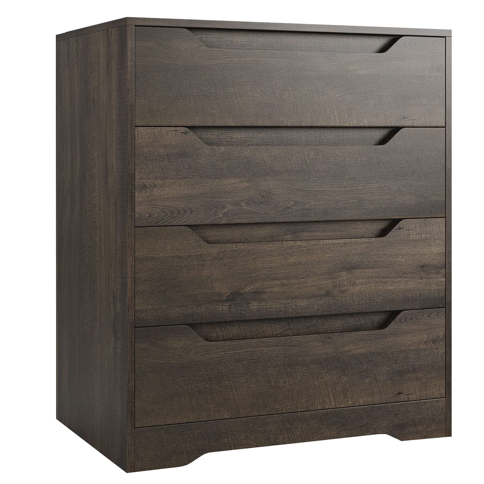 Small Farmhouse Dresser 4 Drawers, Wooden Chest of Drawers with Cut-Out ...