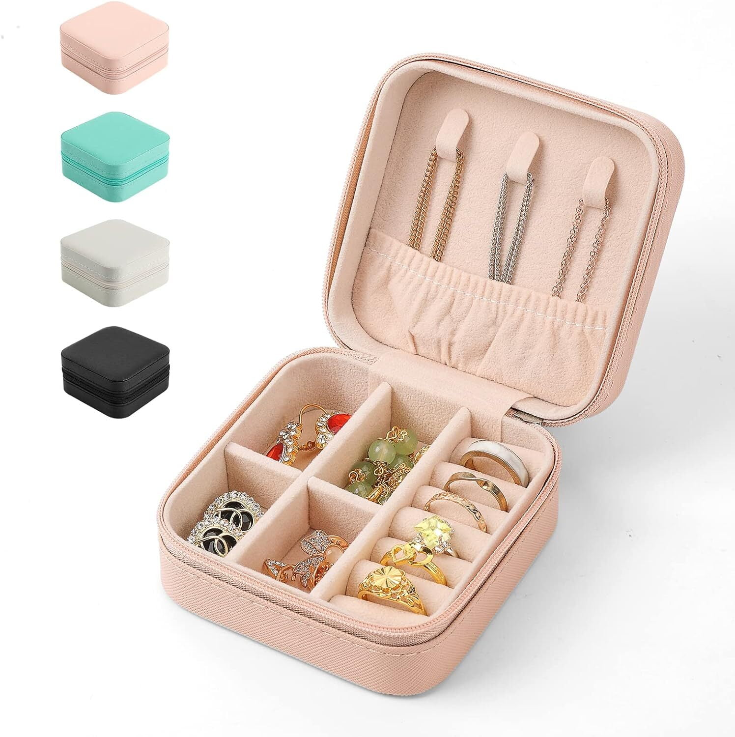 Small Faux Leather Travel Jewelry Box Organizer Display Storage Case ...