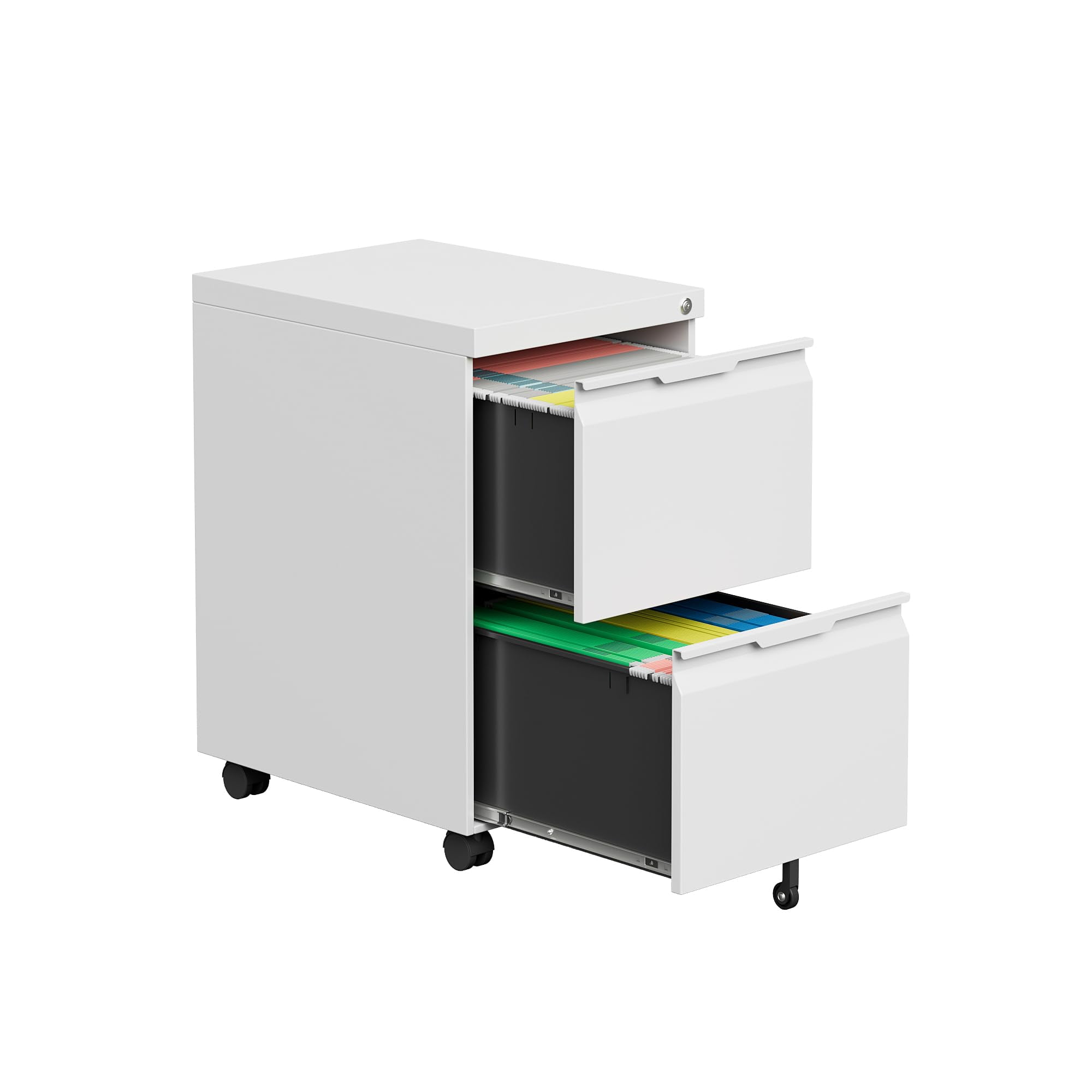 Small File Cabinet 2 Drawer White, Lockable Rolling Filing Cabinet for ...