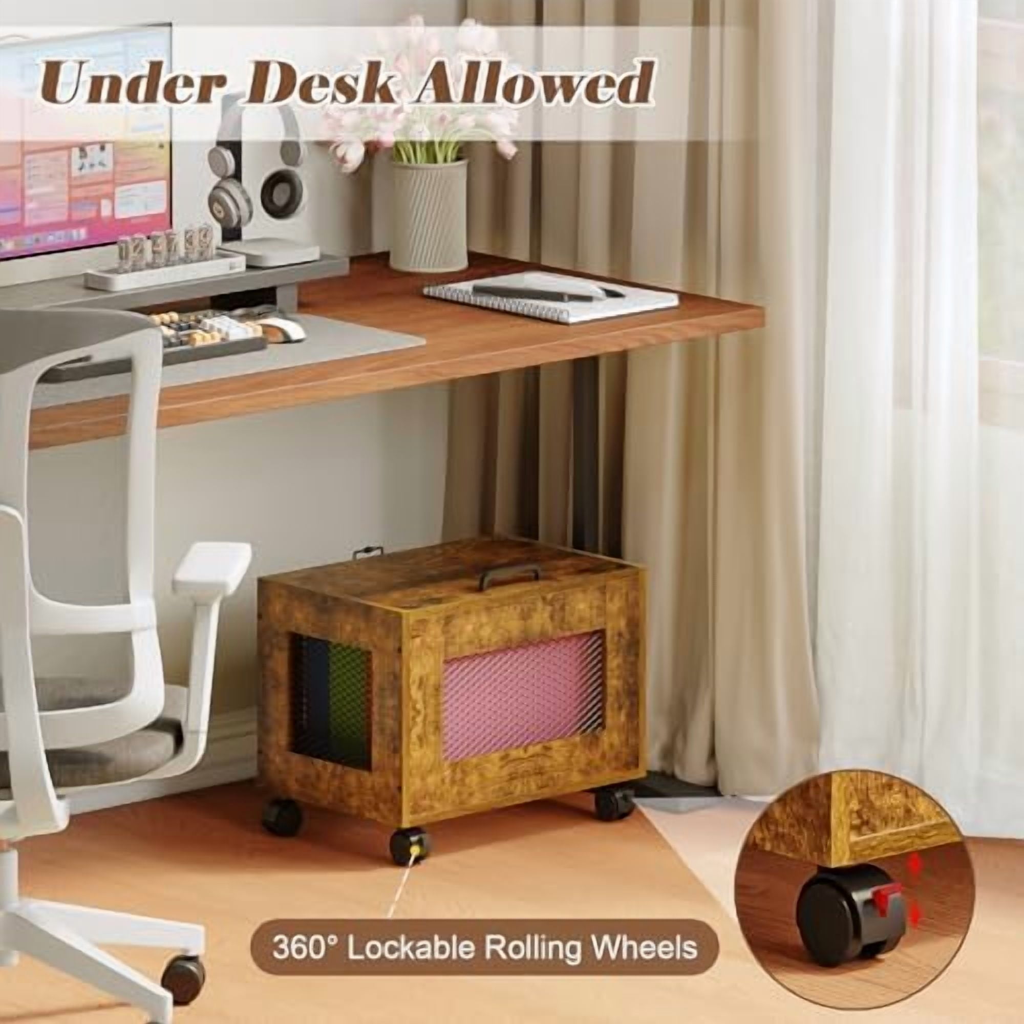 Small File Cabinet Cart Under Desk, Rolling Filing Cabinet for Home ...