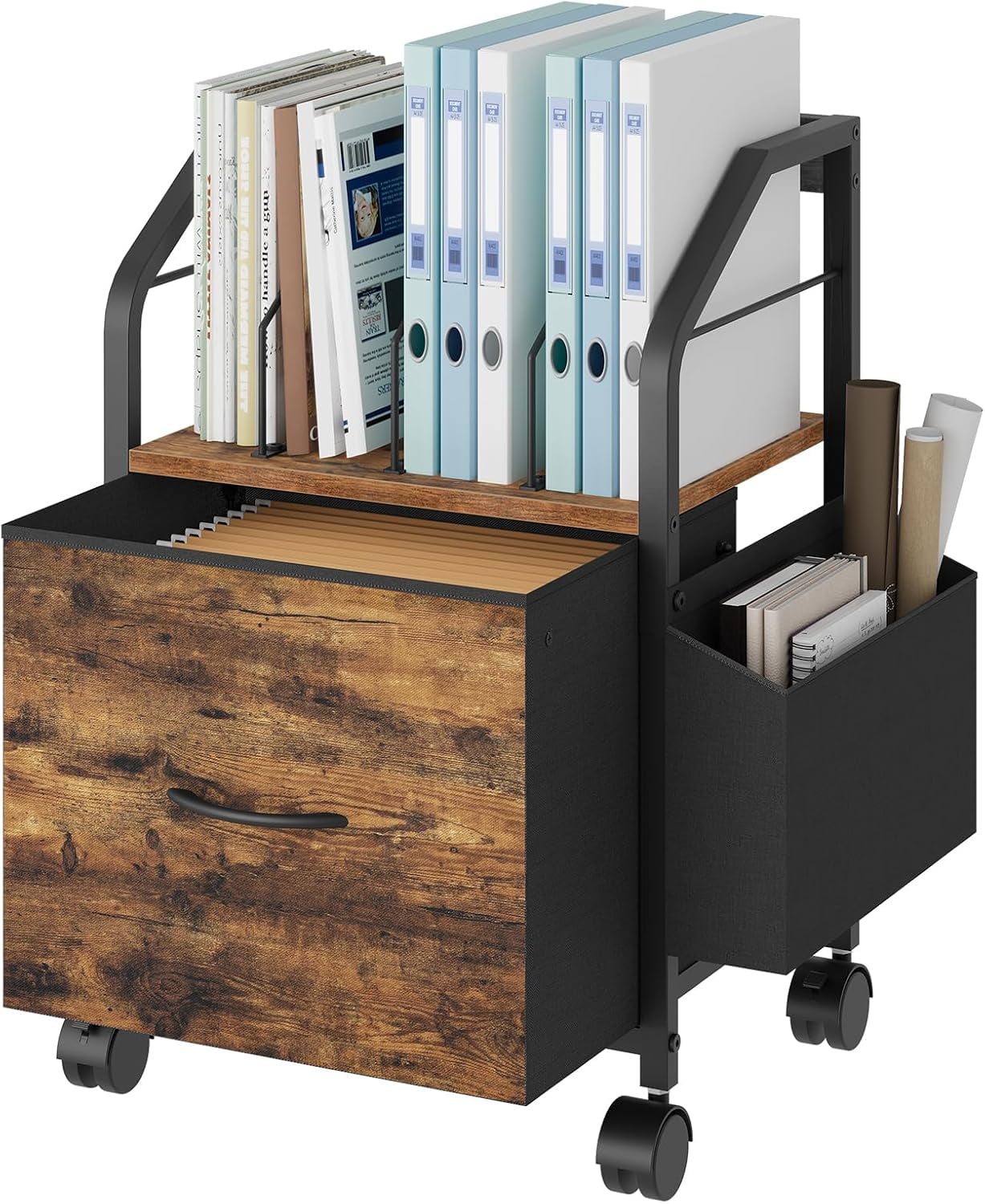 Small File Cabinet, Rolling Filing Cabinet for Under Desk with Divider ...