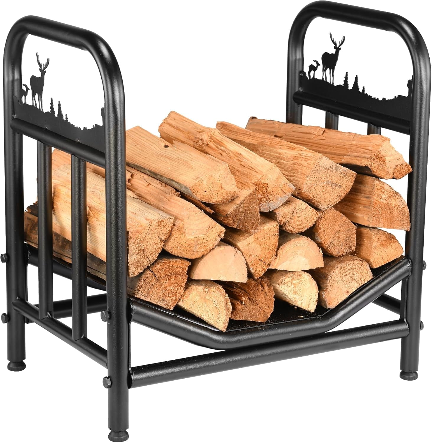 Small Firewood Rack Indoor and Outdoor Firewood Storage. 19 in curved ...