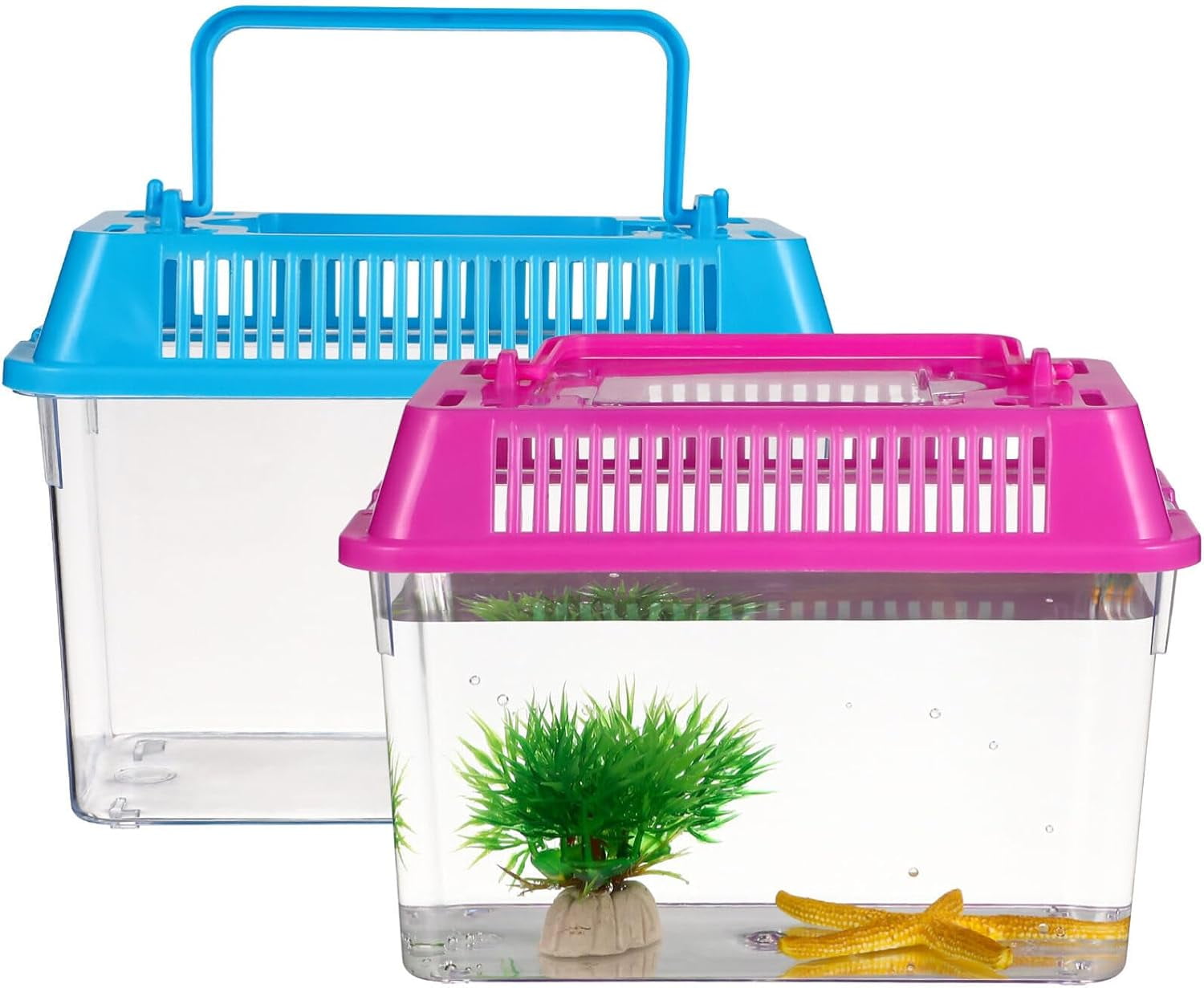 Small Fish Tank 4pcs Portable Reptile Habitat Plastic Turtle Tank with ...