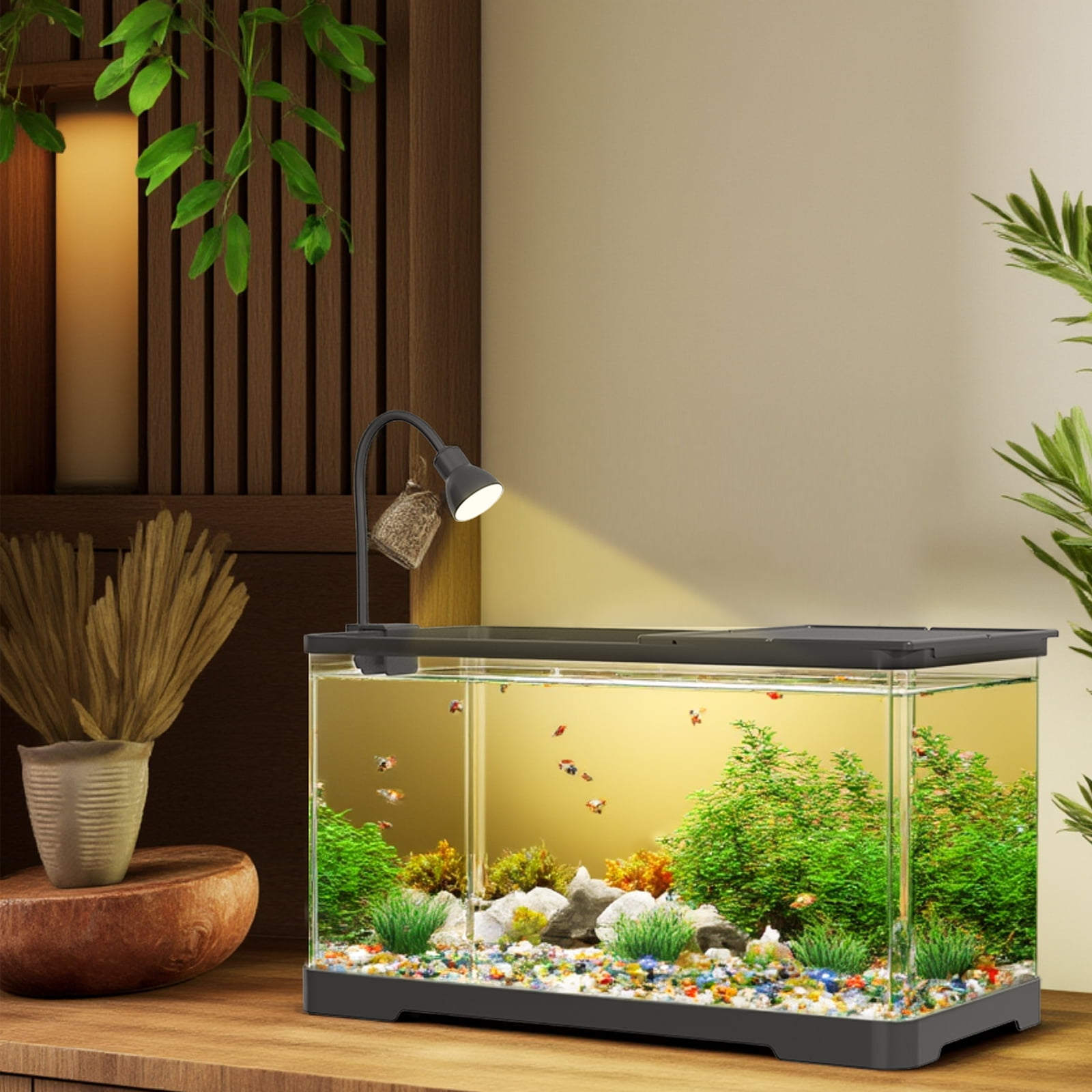 Small Fish Tank, Aquarium Starter Kit For Home, Decorative Desktop ...
