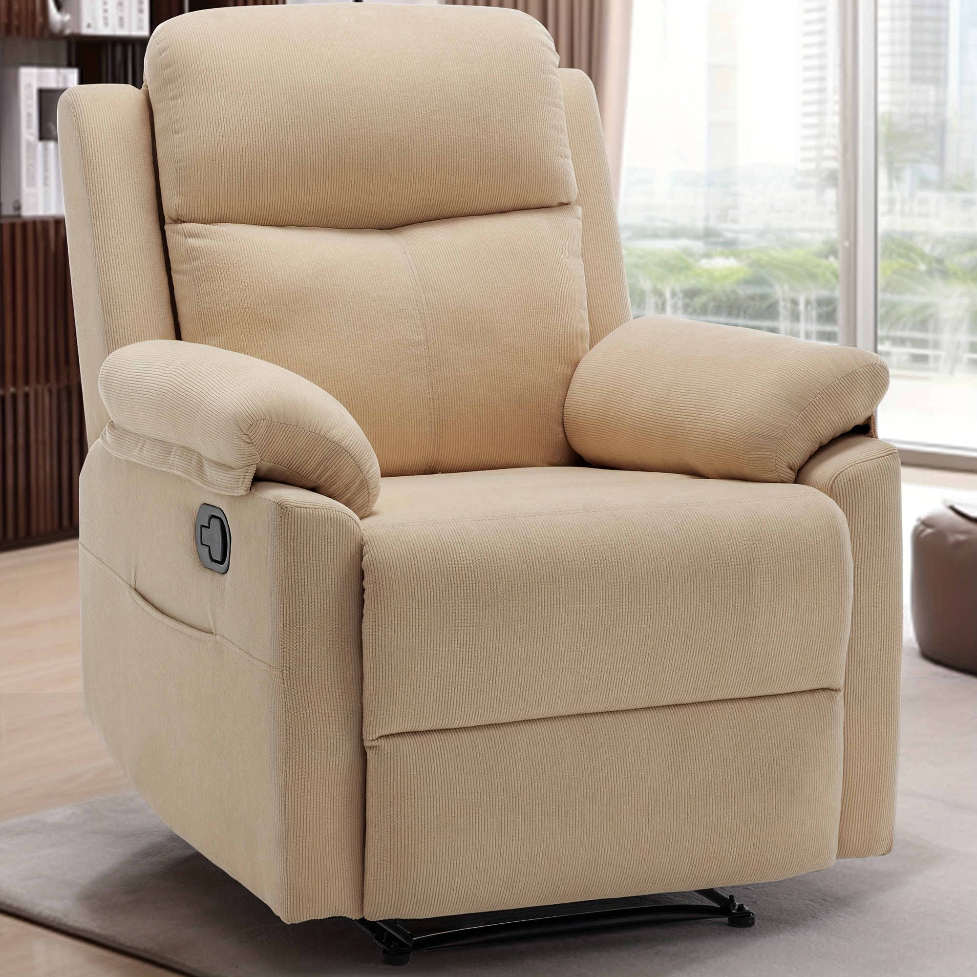 Small Fixed Base Recliner Chair with Side Pockets, Space-Saving ...
