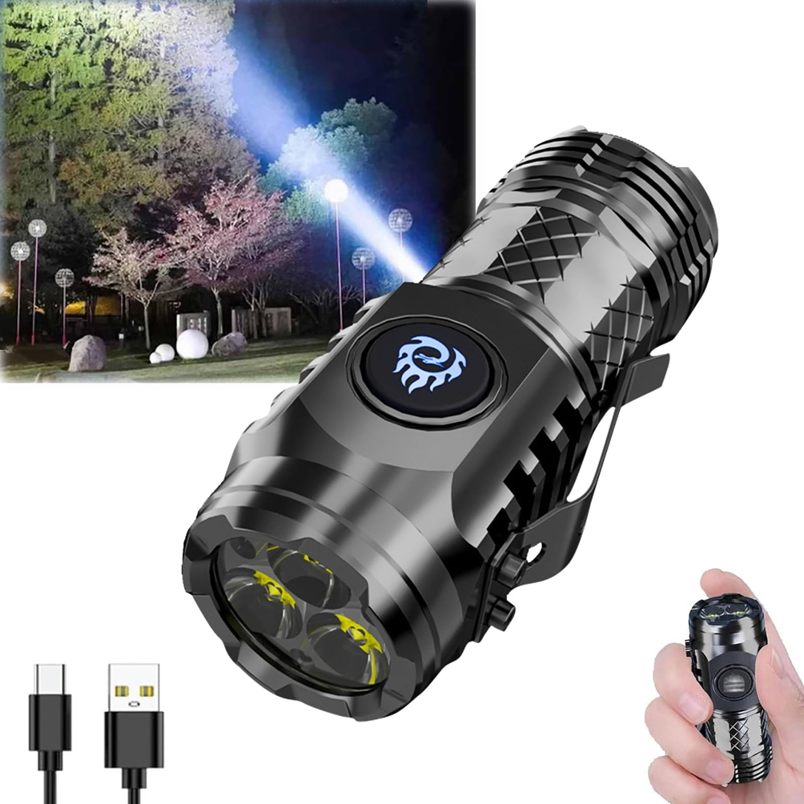 Small Flashlights Powerful Three Eye Mini Flash Super Flashlight Thumb ...
