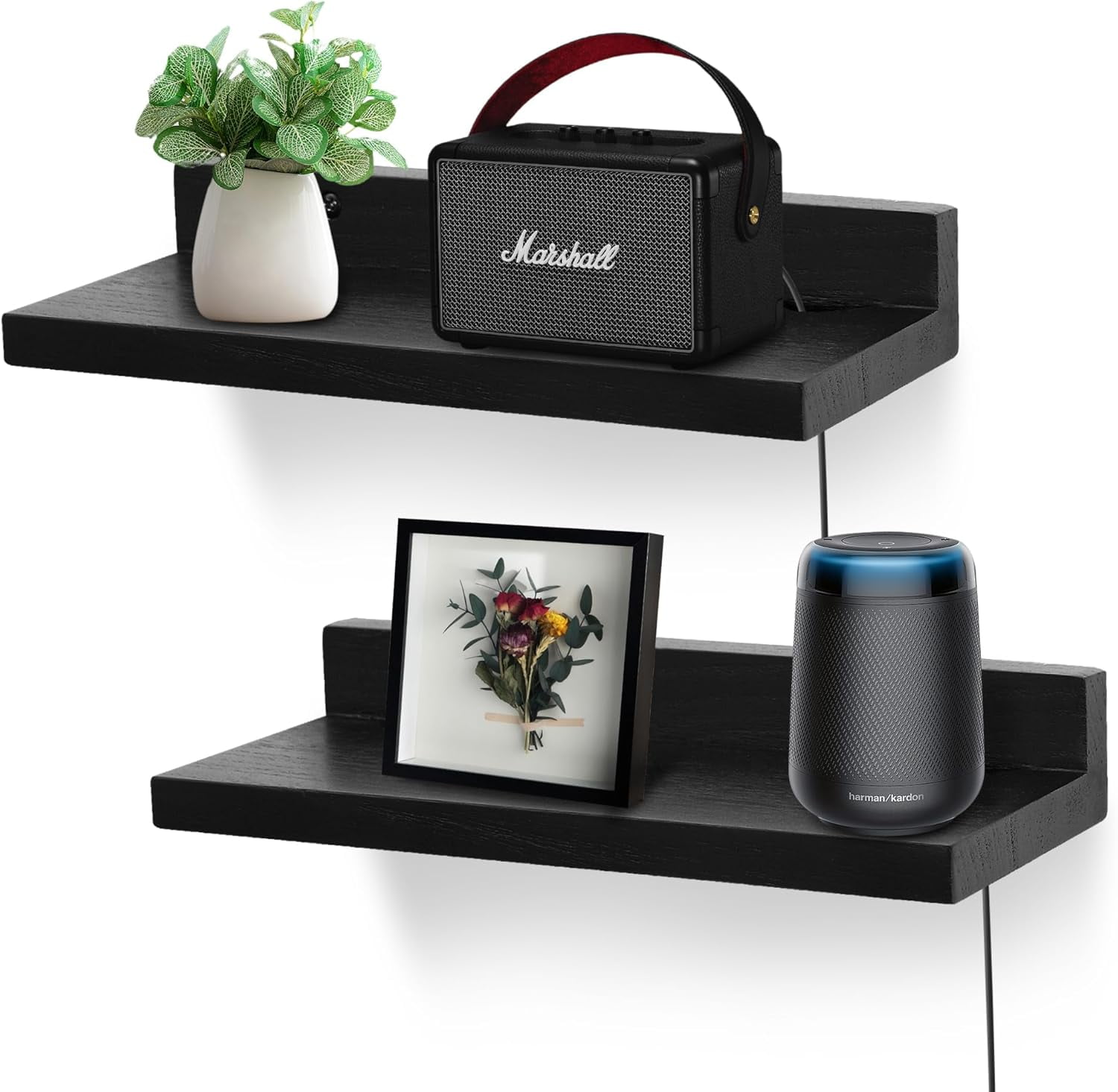 Small Floating Shelf for Wall,9 Inch Wall Mounted Shelf with Cord Hole ...