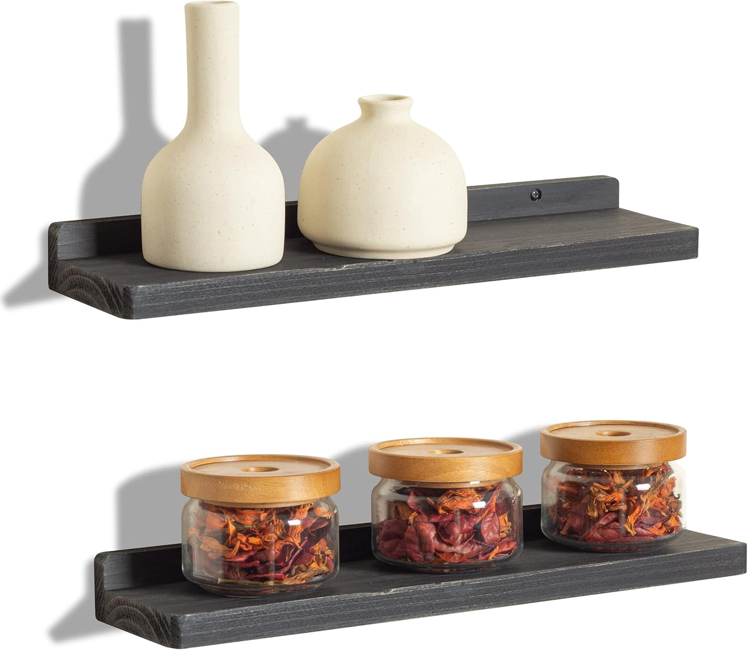Small Floating Shelf for Wall Set of 2 Natural Wood 4Inch Mini Wall ...