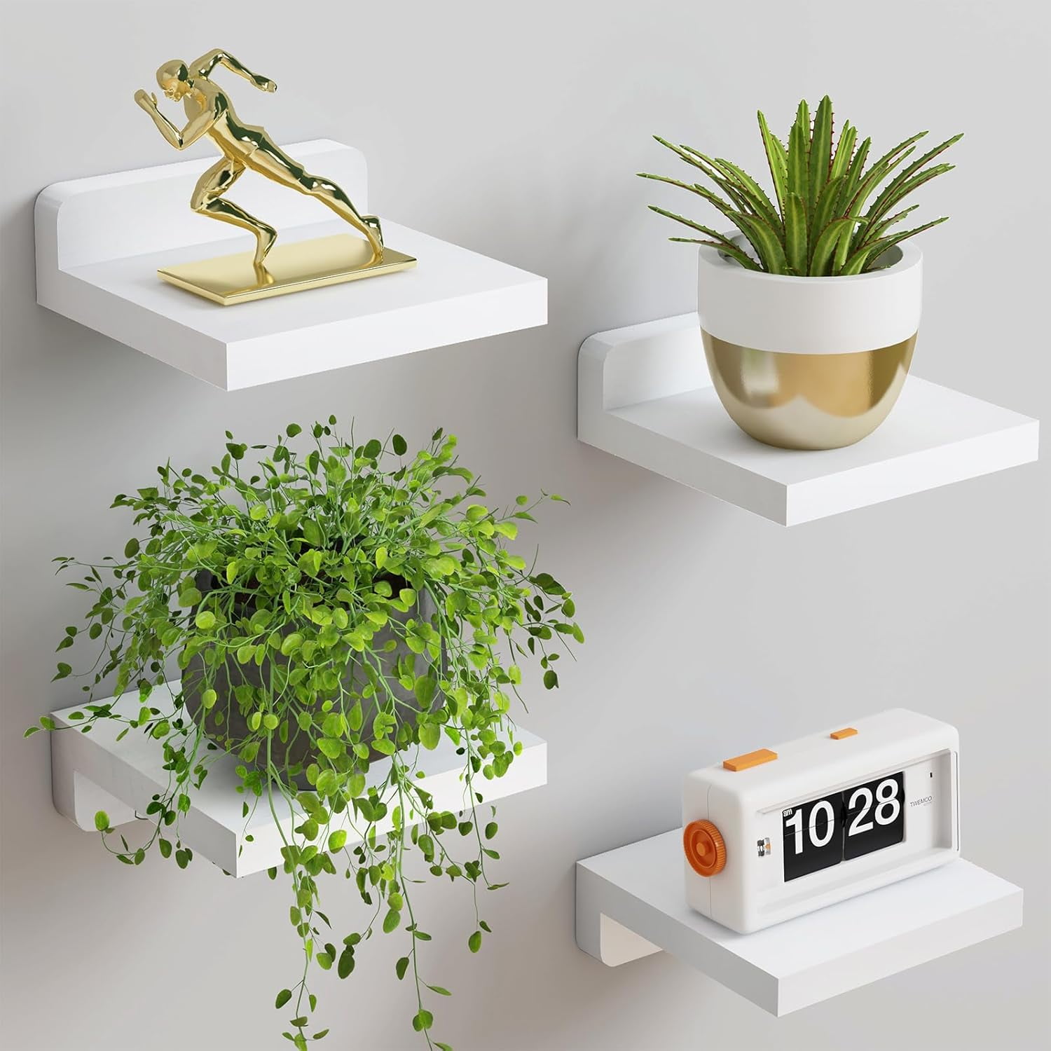 Small Floating Shelves, 5x5 Inch Wall Shelves (Set of 4), Rustic Wood ...