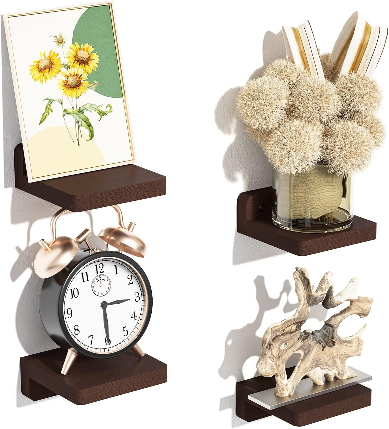 Small Floating Shelves Wall Mounted, 4 Inch Wood Shelf for Decoration ...