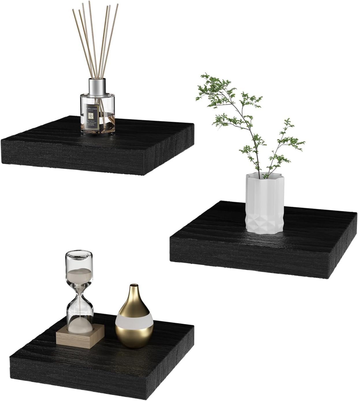 Small Floating Shelves for Wall - 6 Inch Mini Square Black Shelves for ...