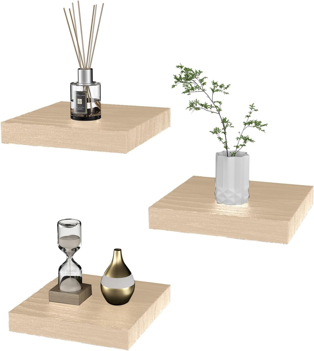 Small Floating Shelves for Wall - 6 Inch Mini Square Natural Wood ...