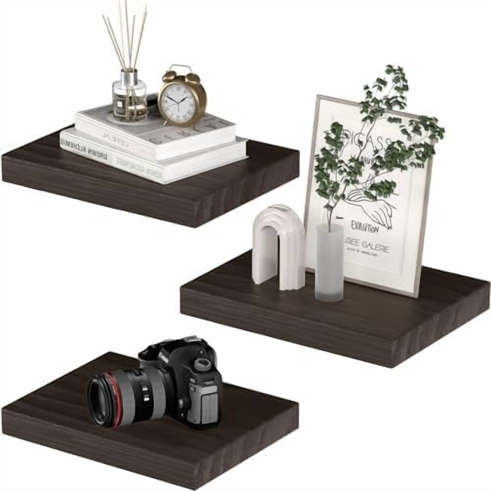 Small Floating Shelves for Wall - 6 Inch Mini Square Natural Wood ...
