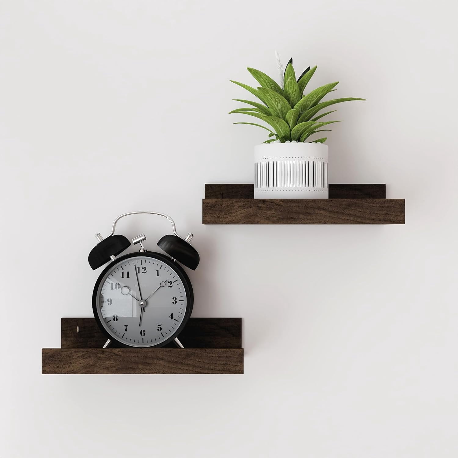 Small Floating Wall Shelves Set of 2, Wall Mounted Wood Display Ledge ...