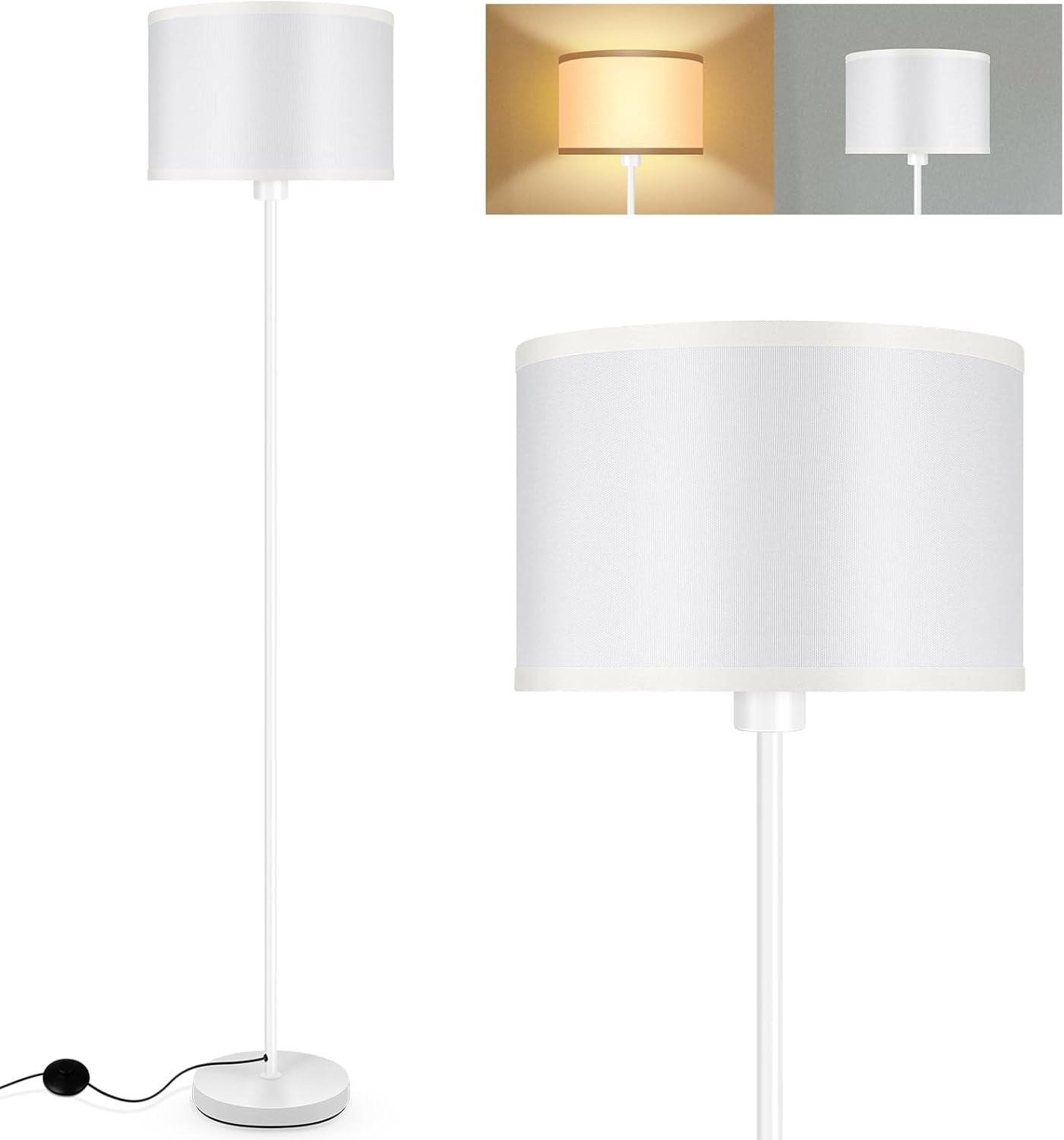 Small Floor Lamp with Lampshade, 59" Tall Standing Lamp for Bedroom ...
