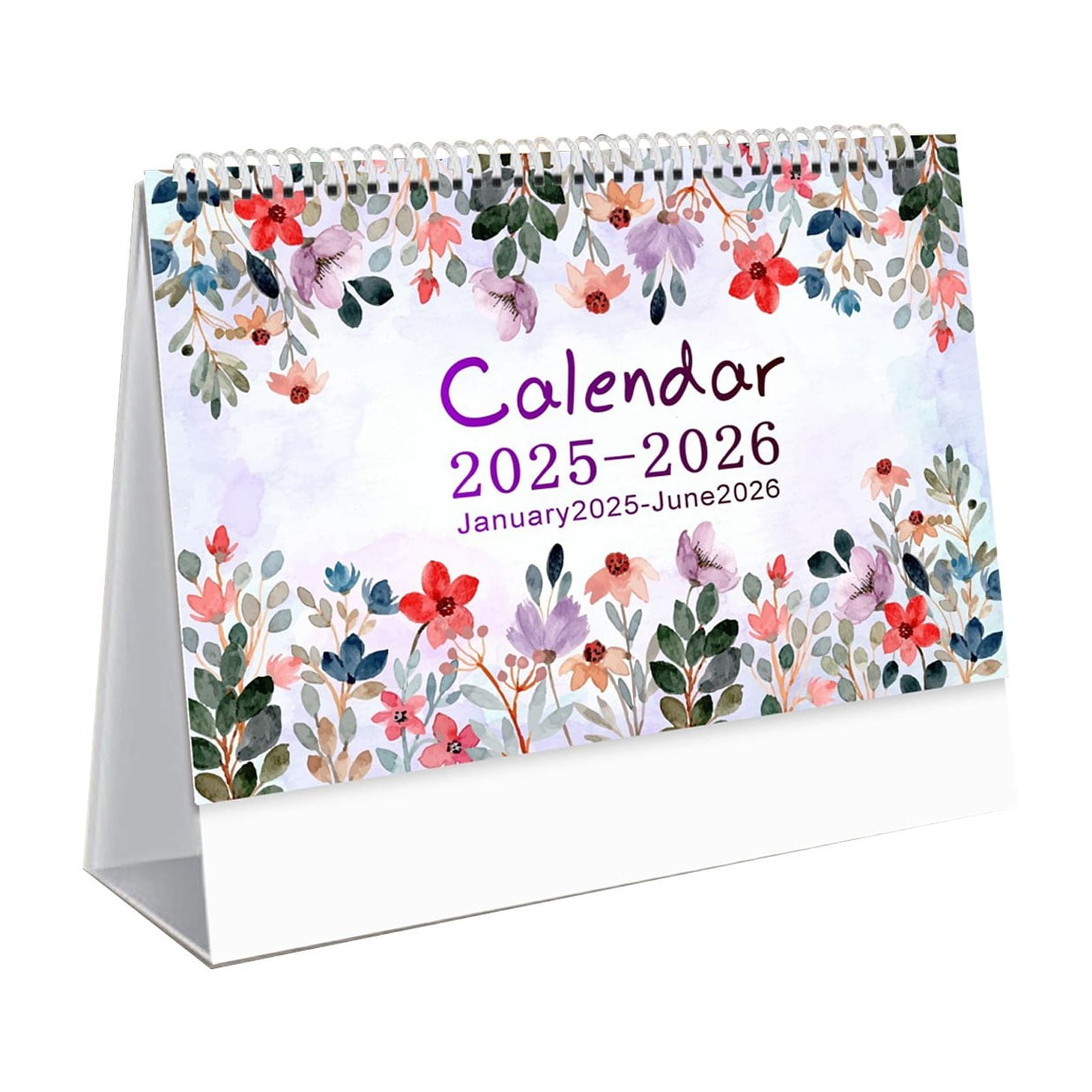 Small Floral Desk Calendar with Horizontal Gold Coils, Desktop Standing ...