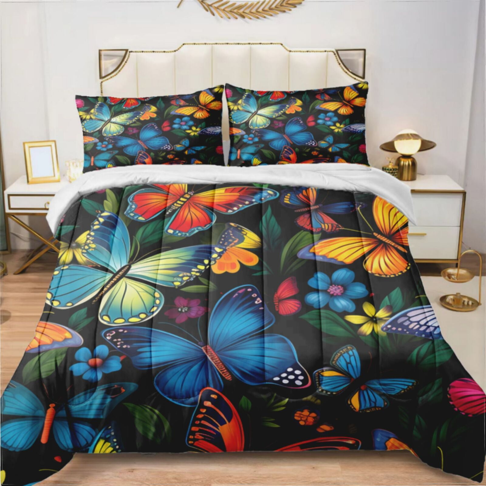 On The Small Floral Pattern, There Is A Group Of Butterflies (4 ...