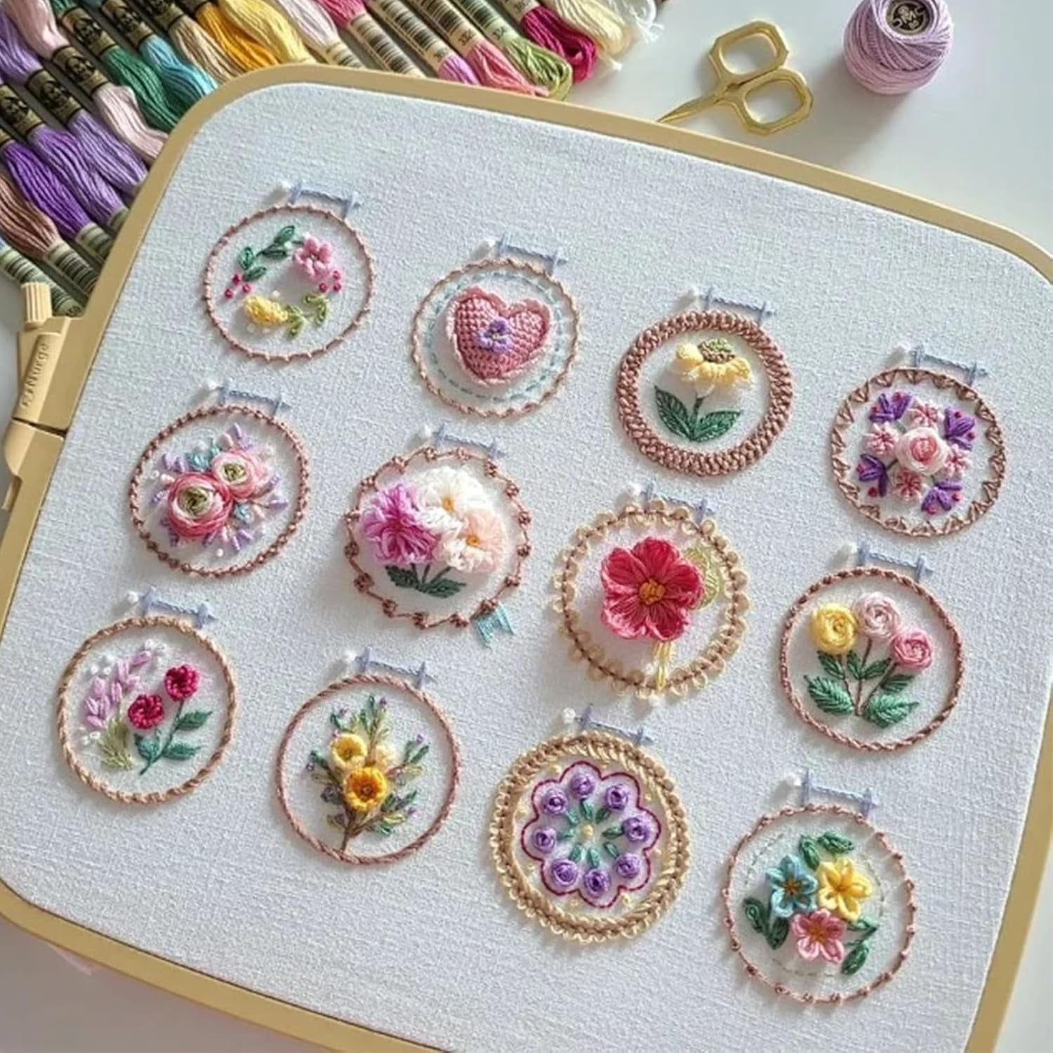 Small Flower Frame Embroidery Kit, 3D Flower Embroidery Kit, Learn 12 ...