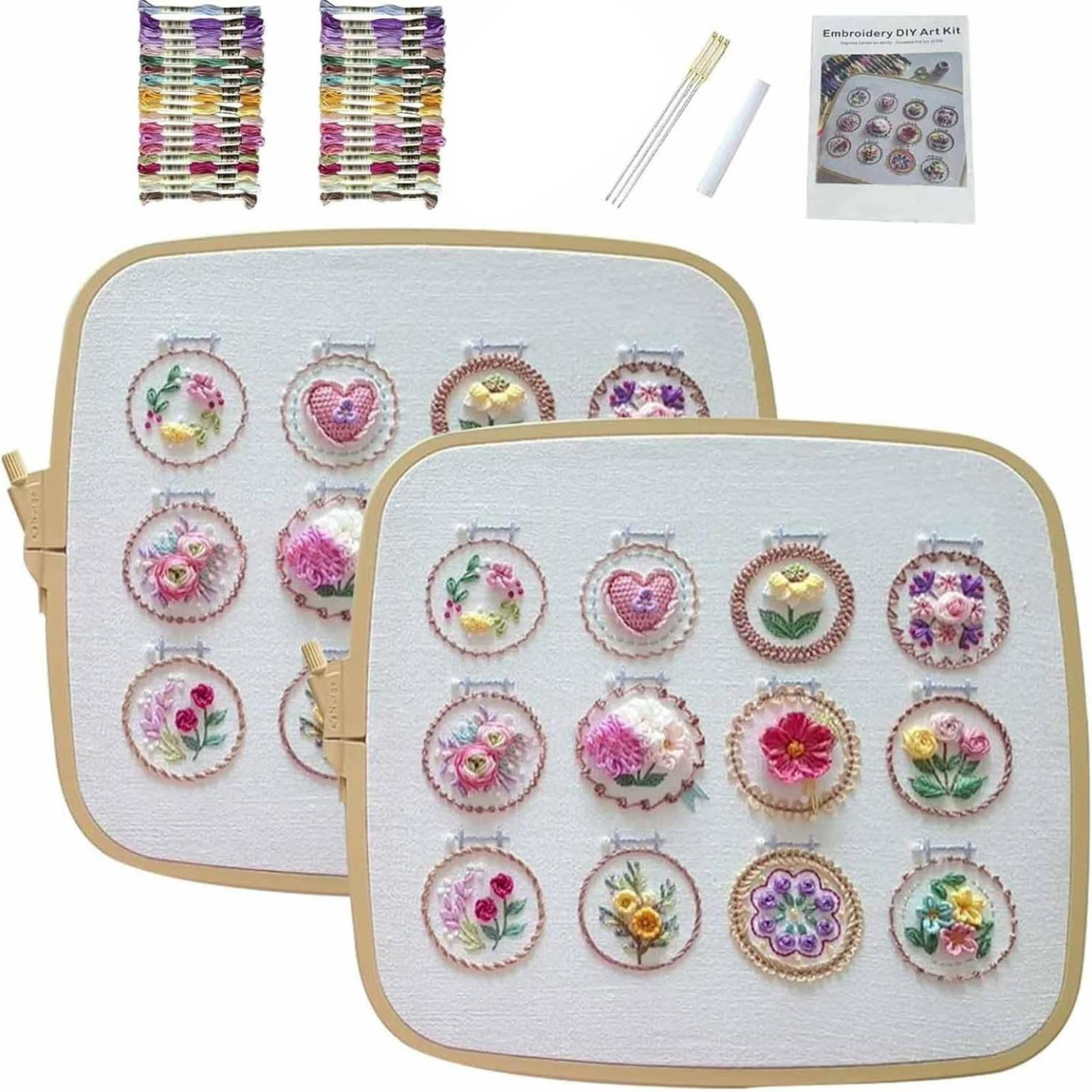 Small Flower Frame Embroidery Kit - Hand Floral Embroidery Starter Kit ...