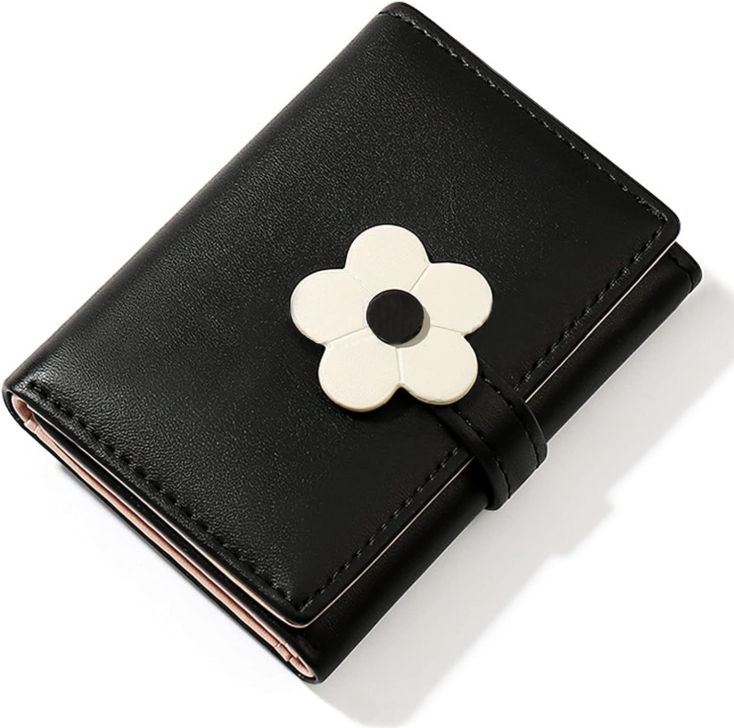 Small Flower Snap Wallet for Women Girls - RFID Blocking PU Leather Tri ...
