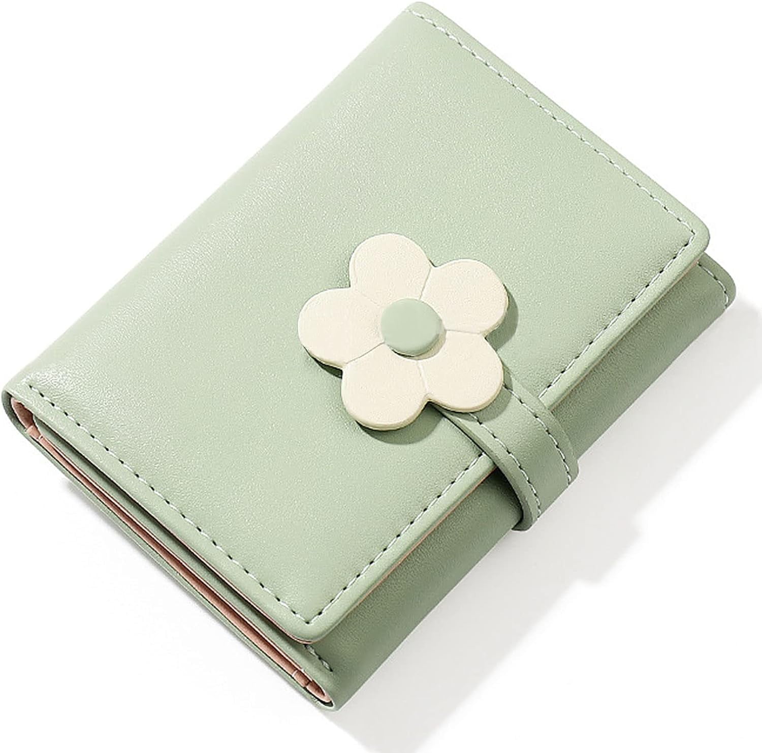Small Flower Snap Wallet for Women Girls - RFID Blocking PU Leather Tri ...