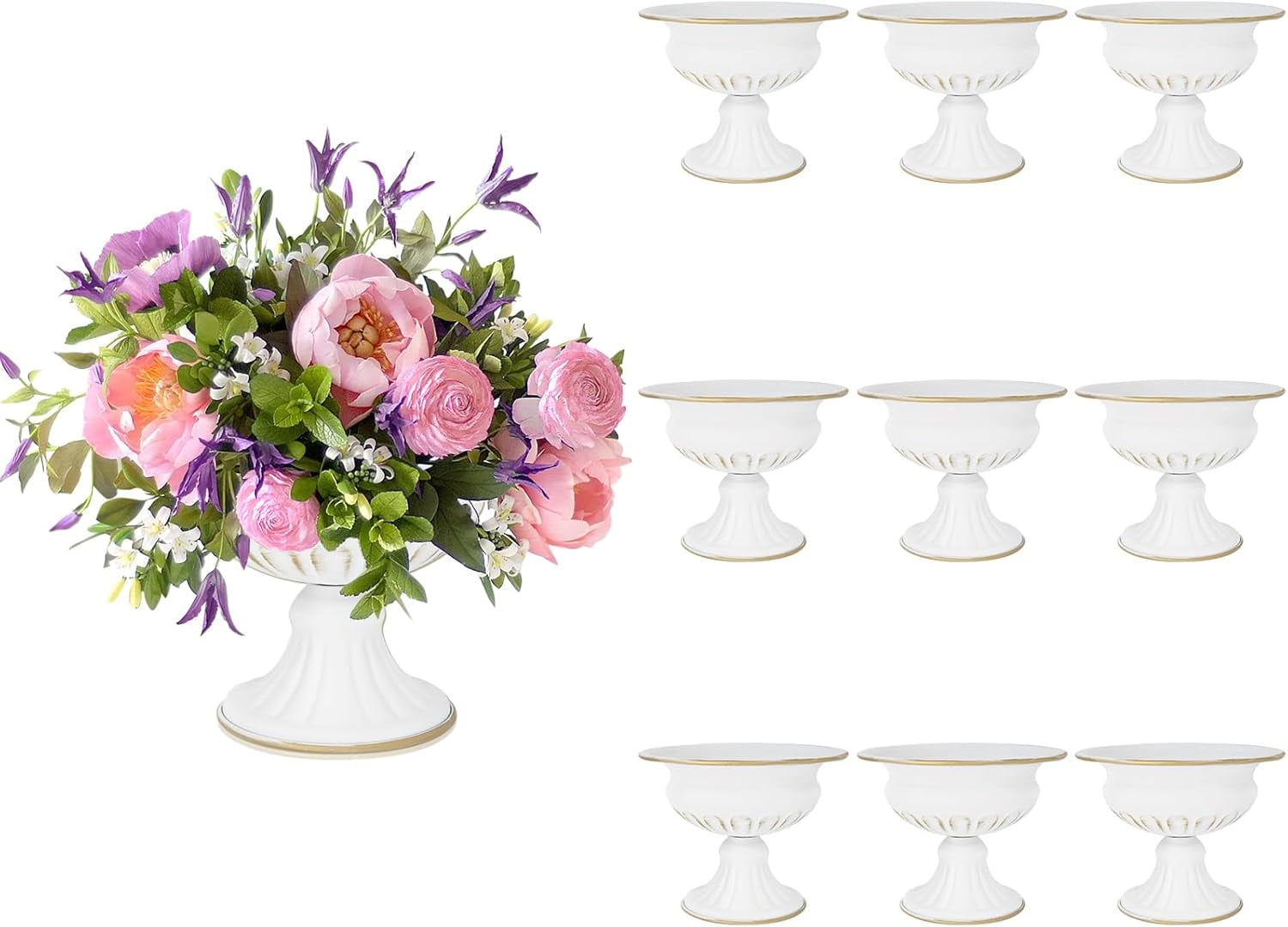 Small Flower Vase for Tables: White Wedding Vases for Centerpieces - 5 ...